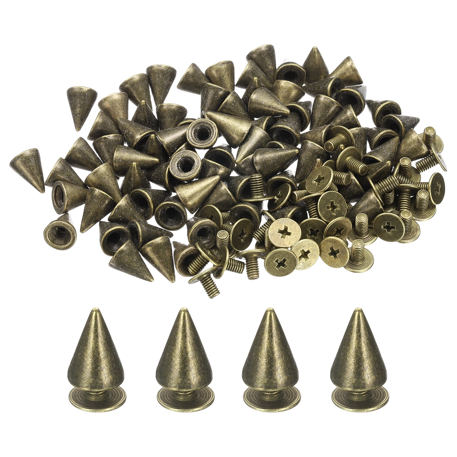 Uxcell 50 Sets Spikes and Studs, 7 x 13mm Cone Spikes Screw Back Studs ...