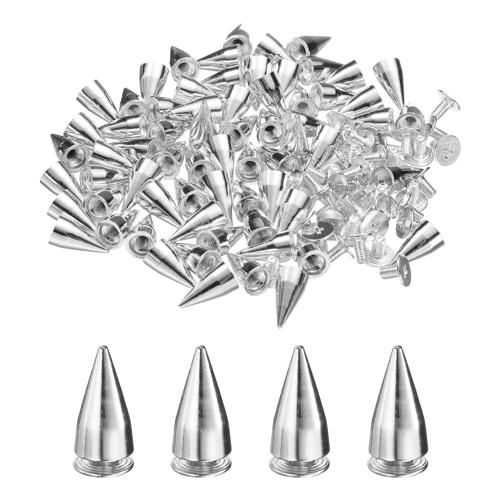 Uxcell 50 Sets Spikes and Studs, 7 x 13mm Cone Spikes Screw Back Studs ...