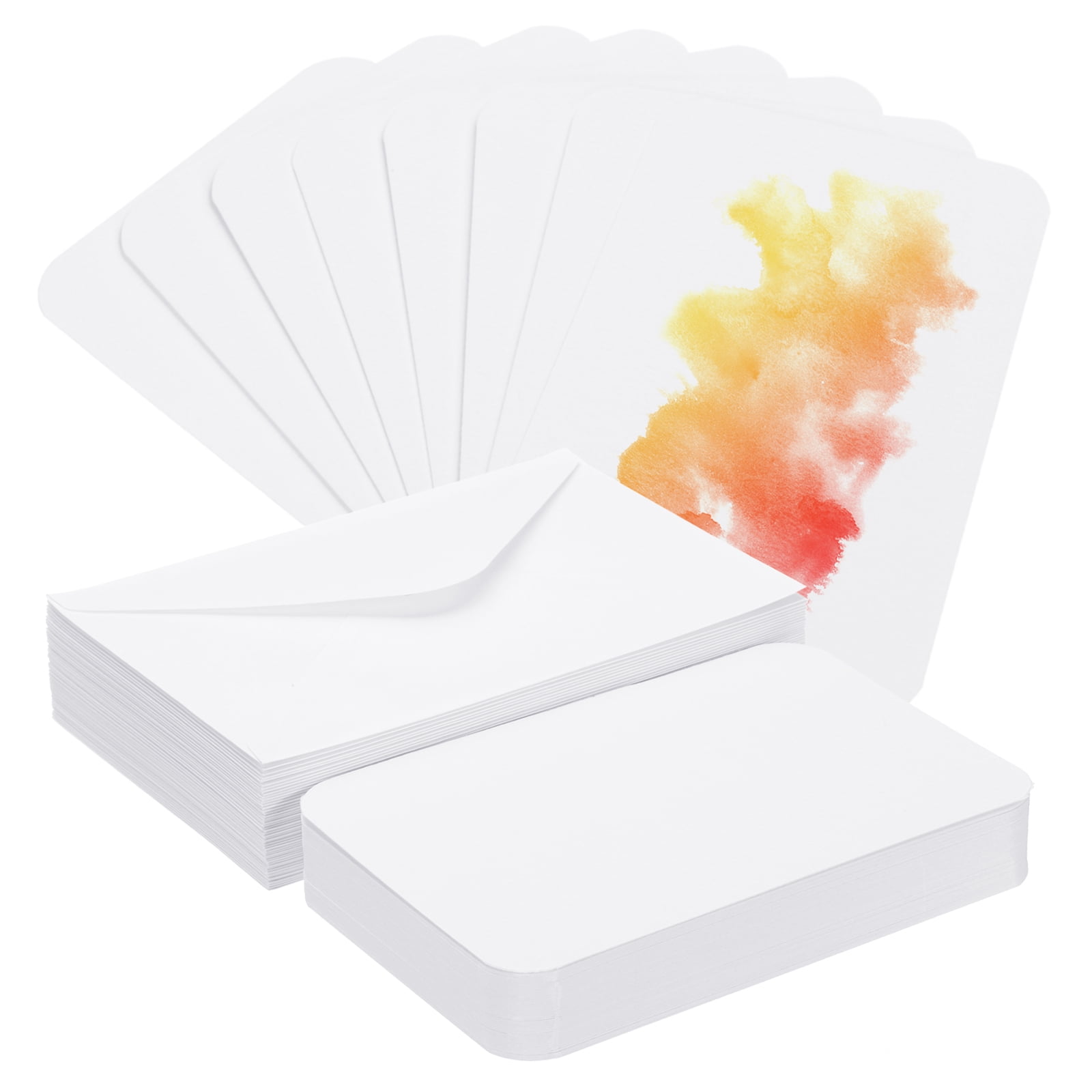 Uxcell 50 Sets Watercolor Cards Postcards Rounded Corners with ...