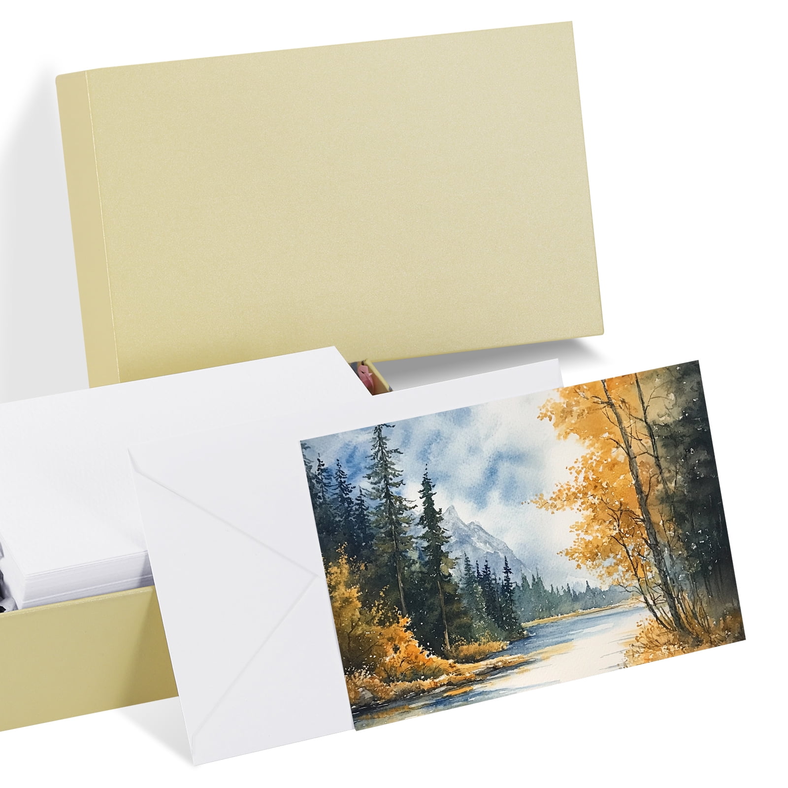 Uxcell 50 Sets Watercolor Cards Postcards with Envelopes 4x6 Inch(Beige ...