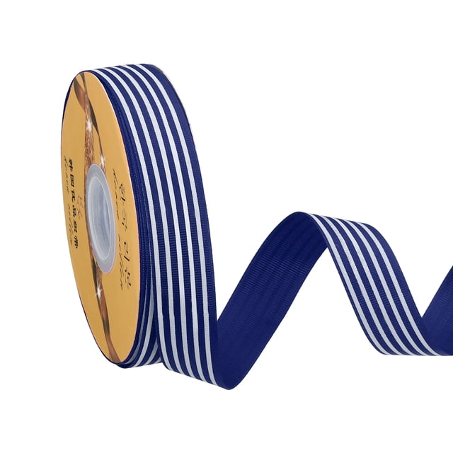 Uxcell 50 Yards x 1" Christmas Striped Ribbon, Blue and White Ribbon ...