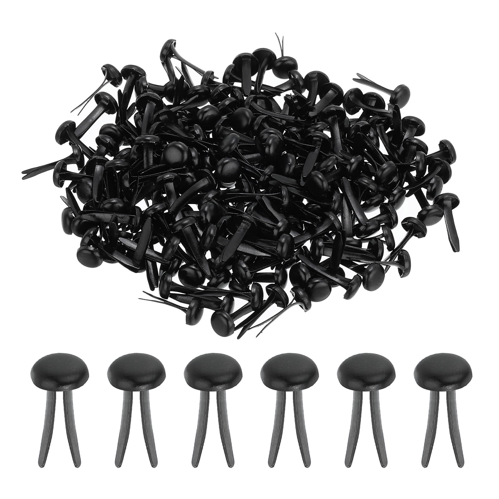 Uxcell 500 PCS Paper Brass Fasteners Split Pins Pastel Mini Metal Brads, Black, 4.5 x 8 mm ...