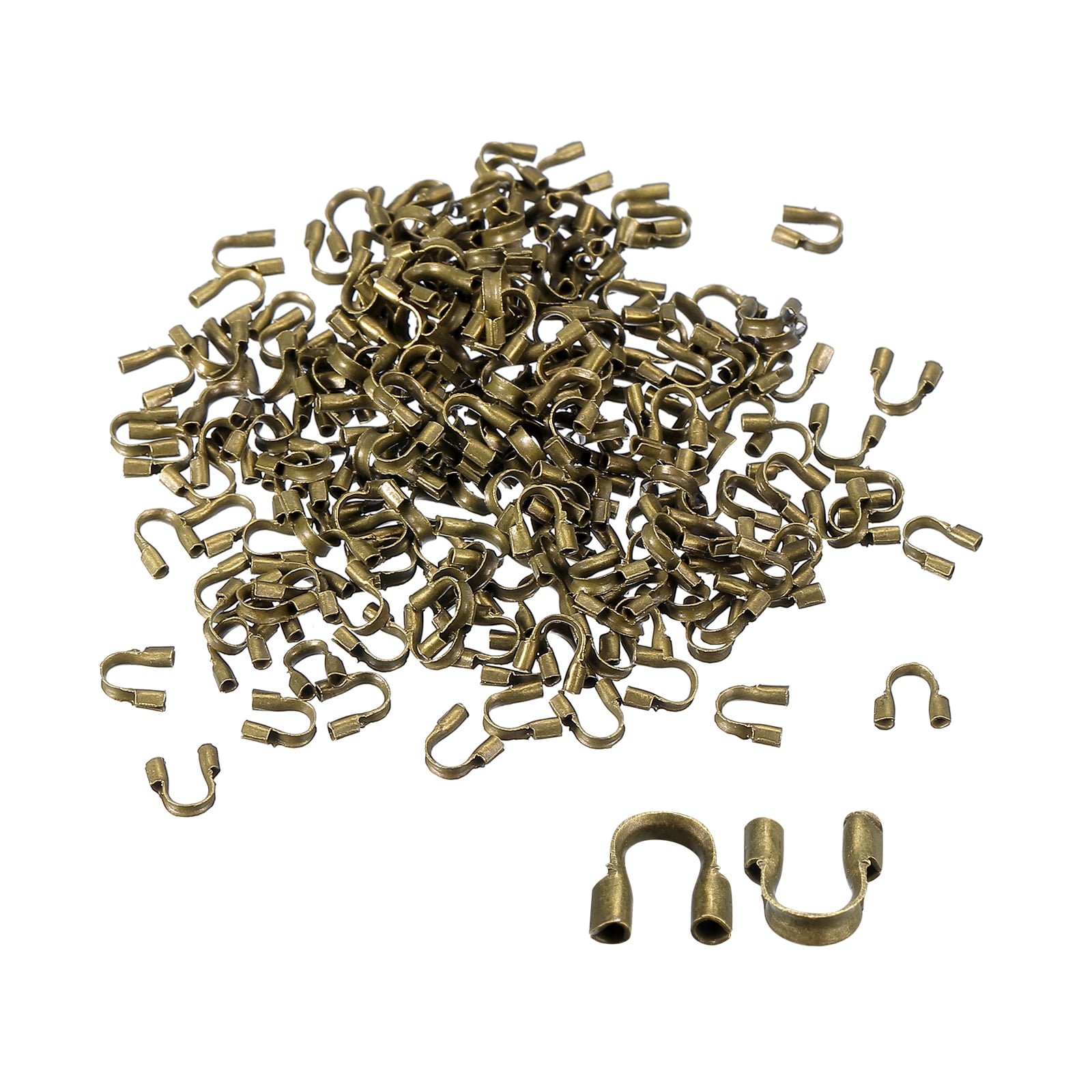 Uxcell 500 Pack 0.6mm U Shape Wire Guard Thread Protector Loops Bronze ...