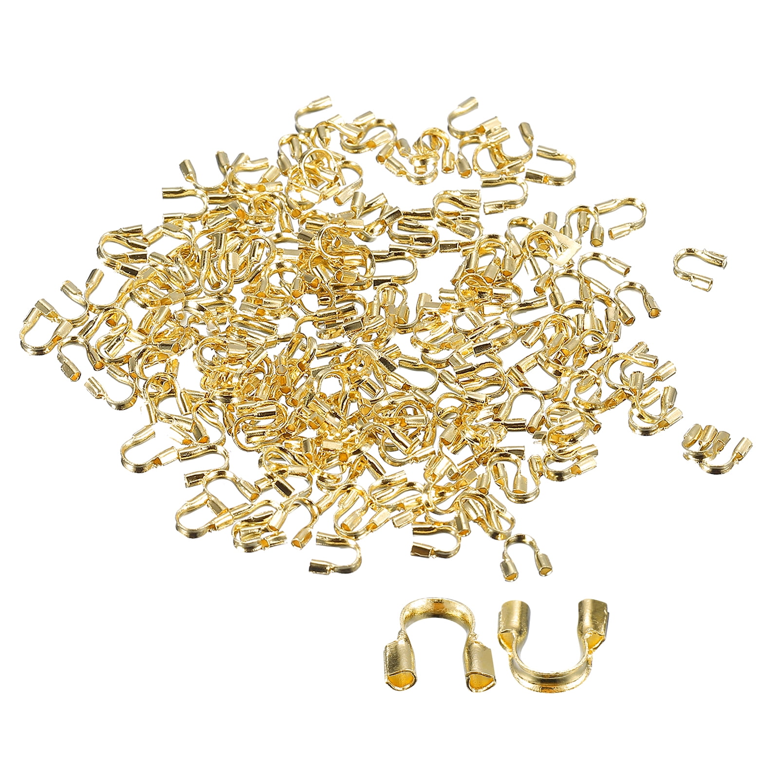 Uxcell 500 Pack 0.6mm U Shape Wire Guard Thread Protector Loops Gold ...