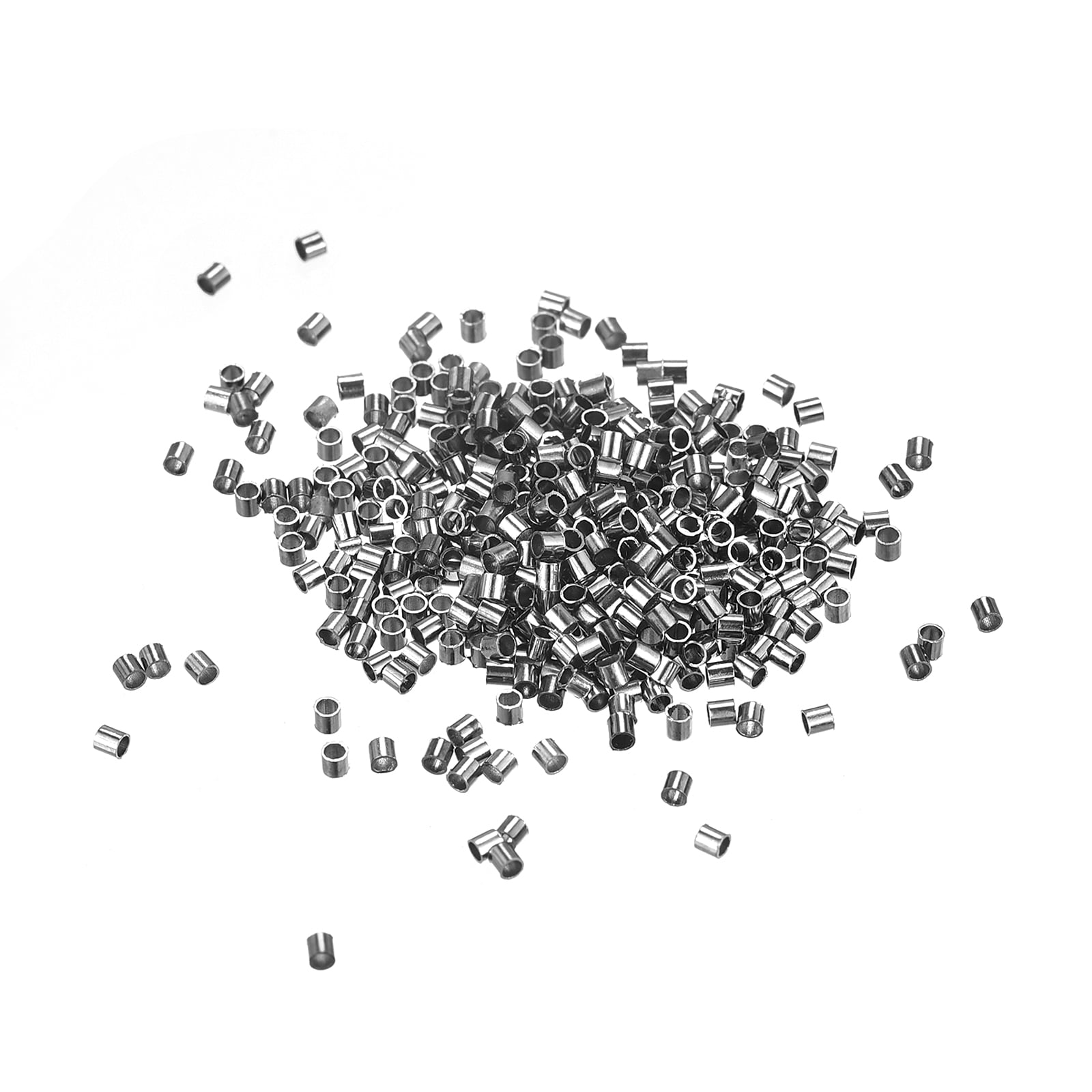 Uxcell 500 Pack 1.5x1.5mm Crimp Tube Beads Making Crimp End Spacer Bead ...