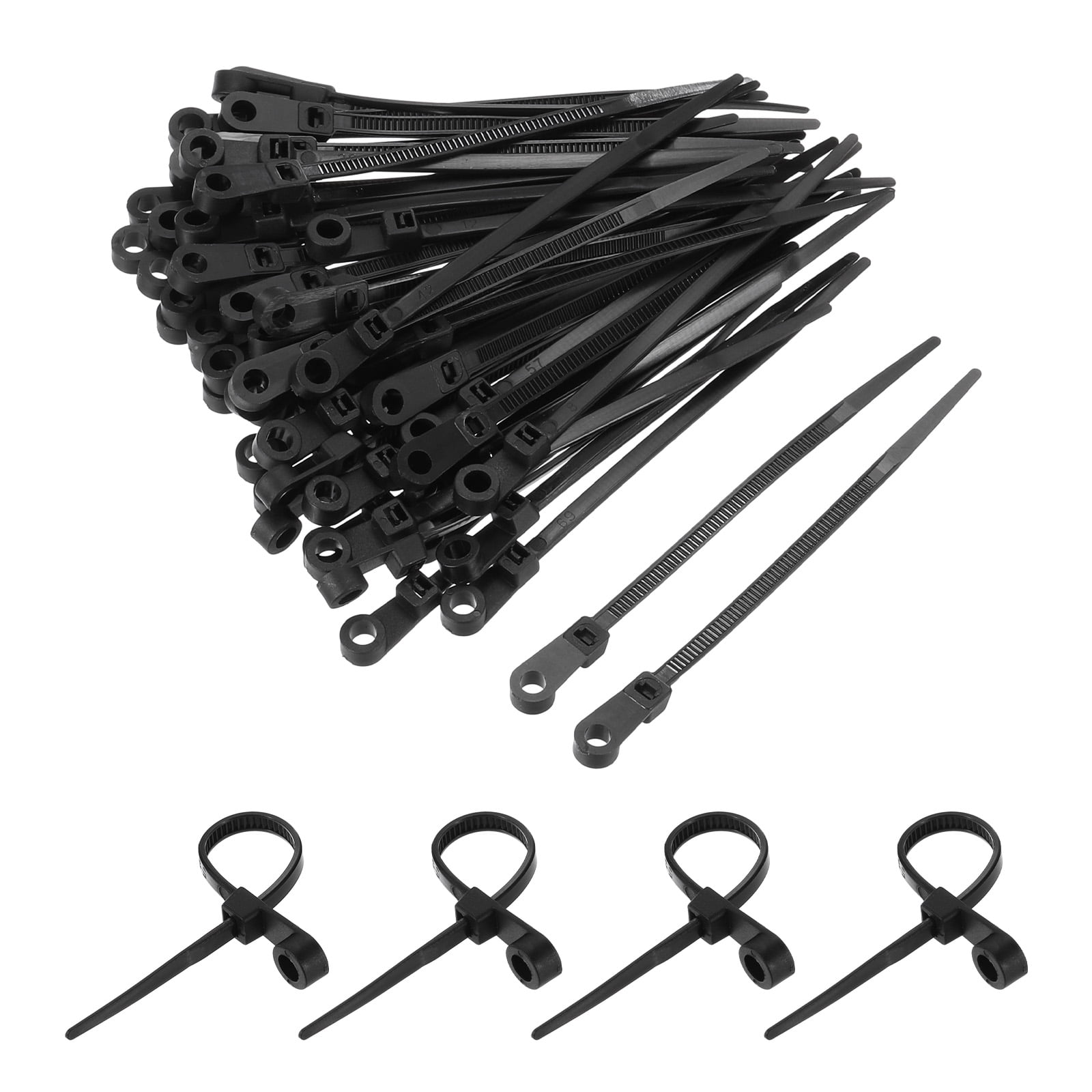 Uxcell 500Pcs 4 Inch 40 Lbs Mount Head Cable Zip Ties Self-Locking ...