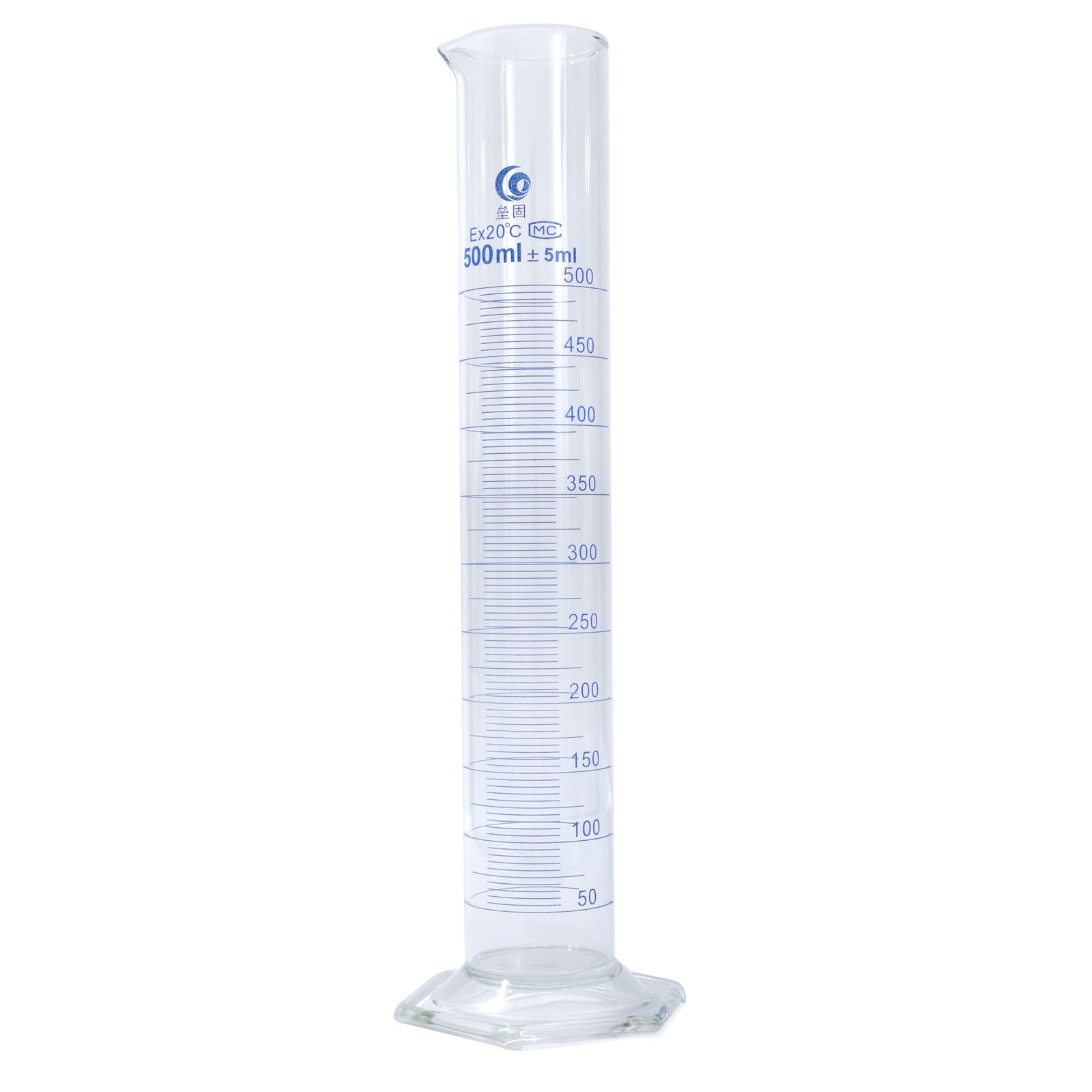 Uxcell 500ml 3.3 Borosilicate Glass Graduated Cylinder, Hex Base Blue ...