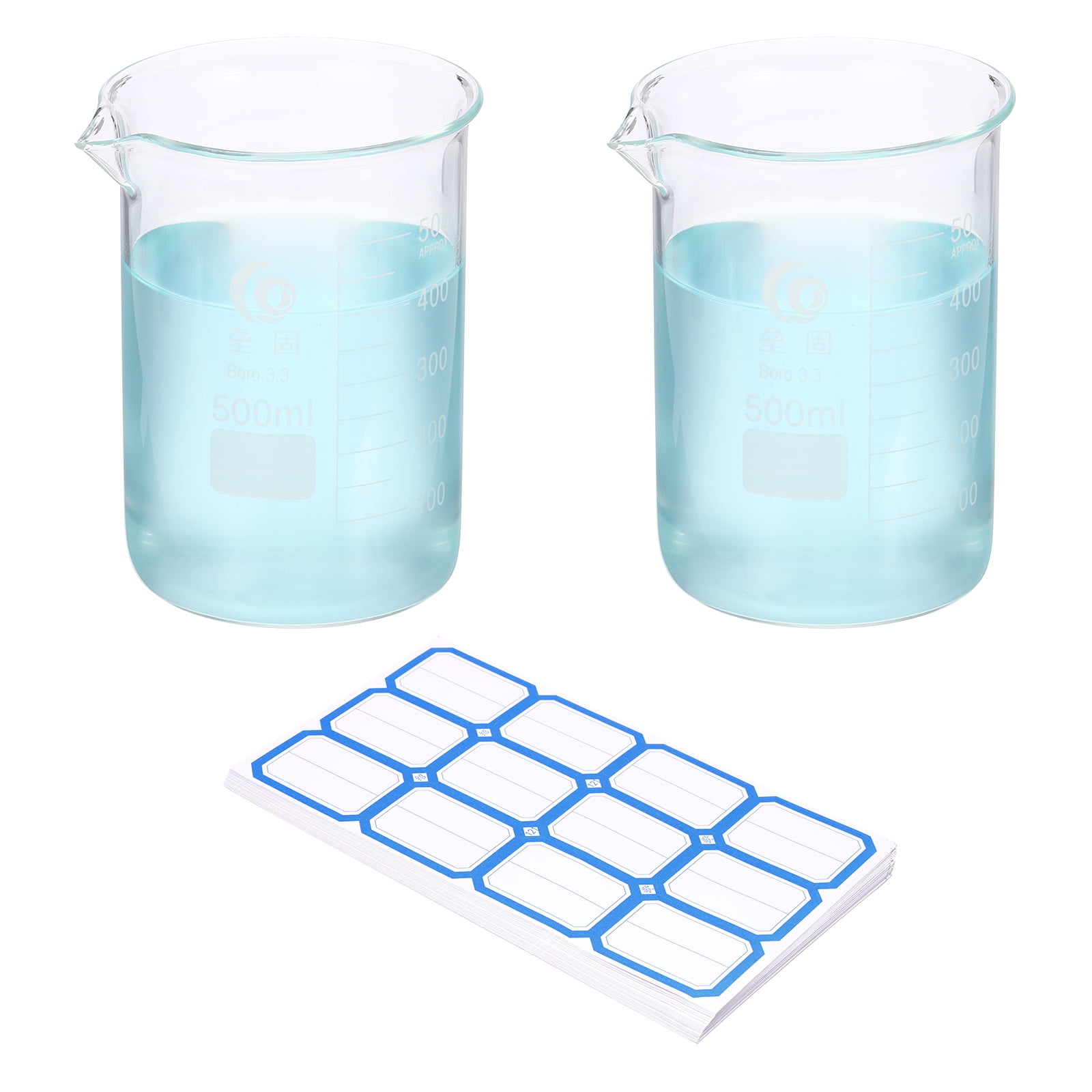 Uxcell 500ml 3.3 Borosilicate Glass Low Measuring Cup with Stick Labels ...