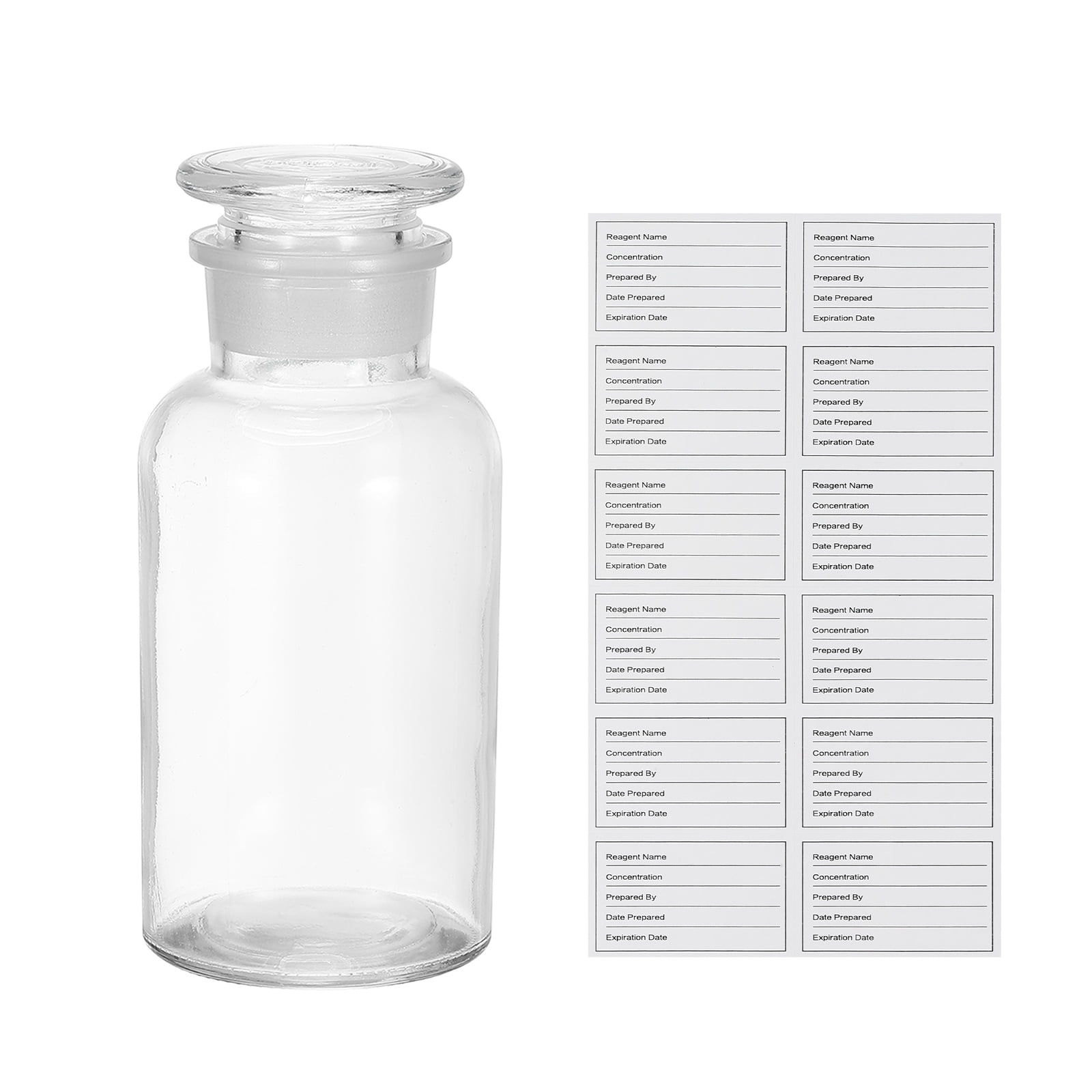 Uxcell 500ml Glass Reagent Bottle, Wide Mouth Reagent Media Storage ...