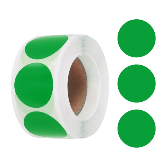 Uxcell 500pcs Green Round Stickers Roll 1 Inch Self-Adhesive Stickers ...