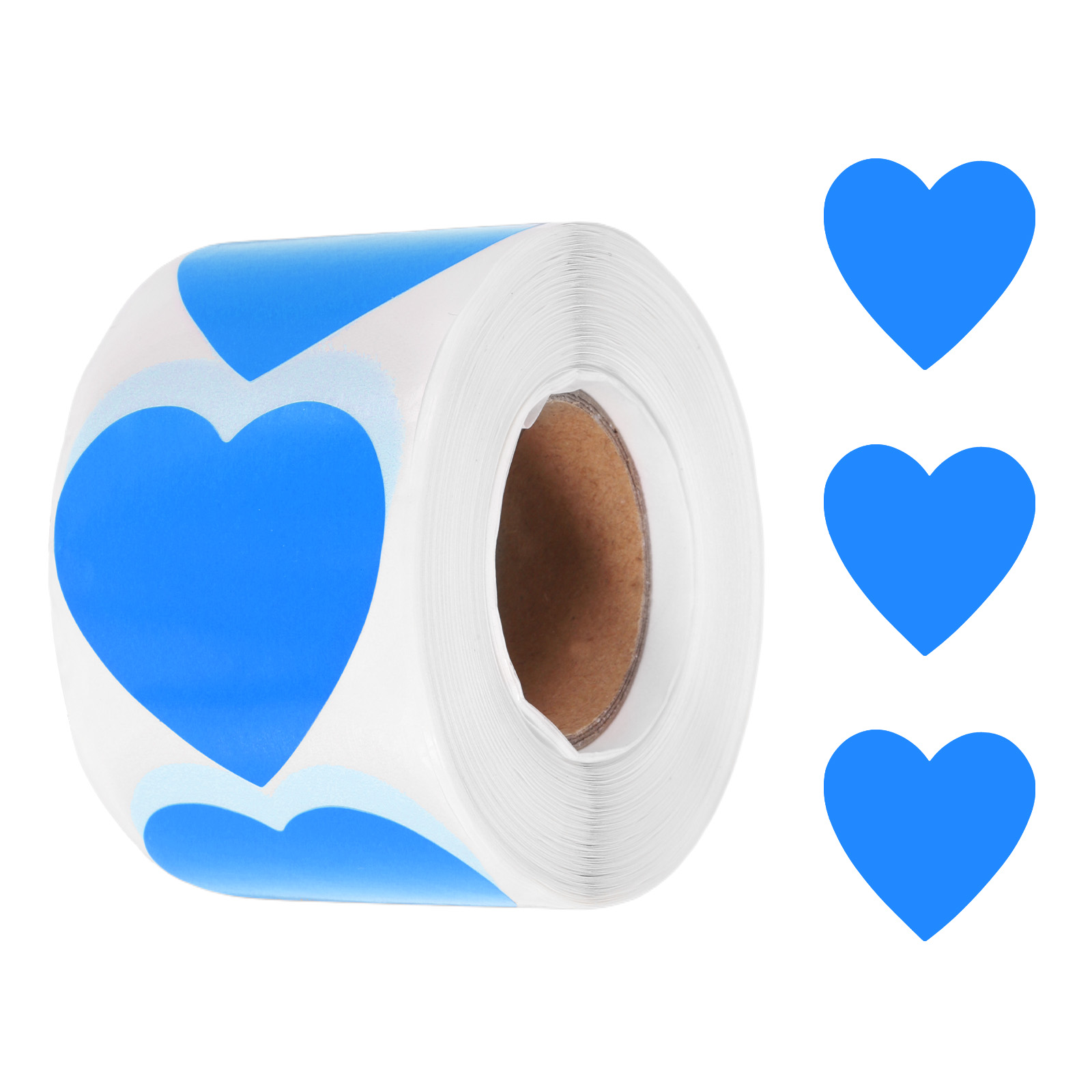 Uxcell 500pcs Light Blue Heart Stickers Roll 1.5 Inch Self-Adhesive ...