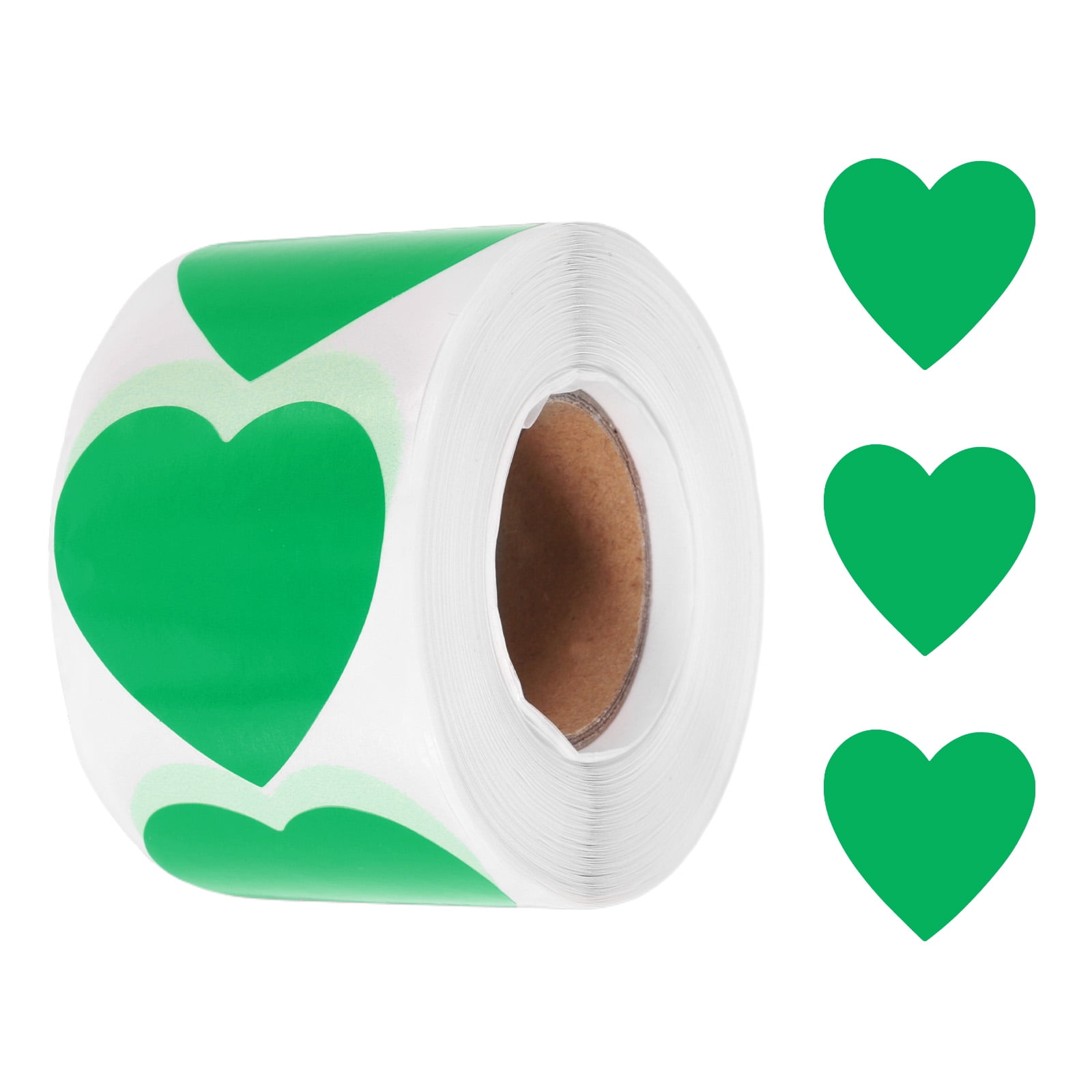 Uxcell 500pcs Light Green Heart Stickers Roll 1.5 Inch Self-Adhesive ...