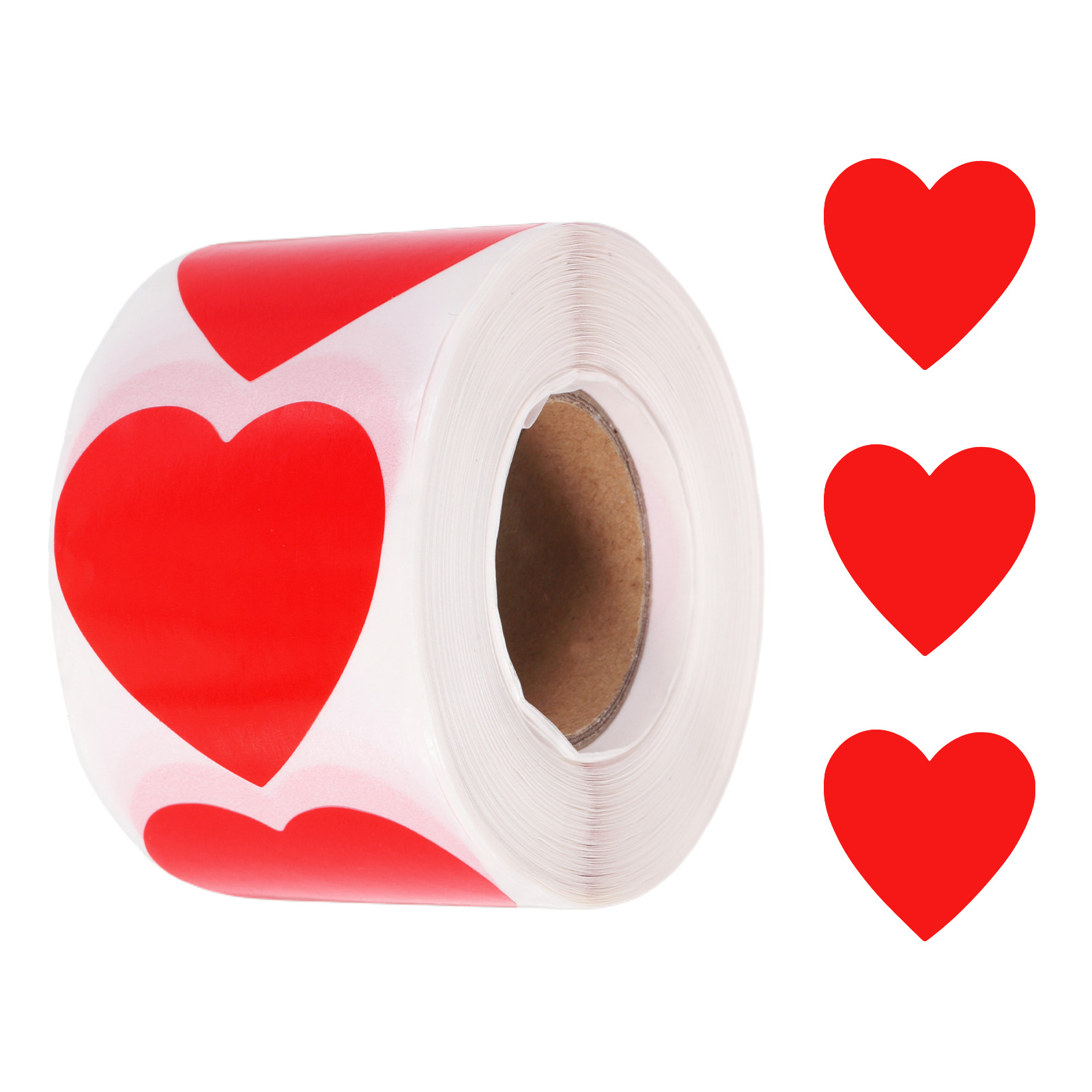 Uxcell 500pcs Red Heart Stickers Roll 1.5 Inch Self-Adhesive Stickers ...