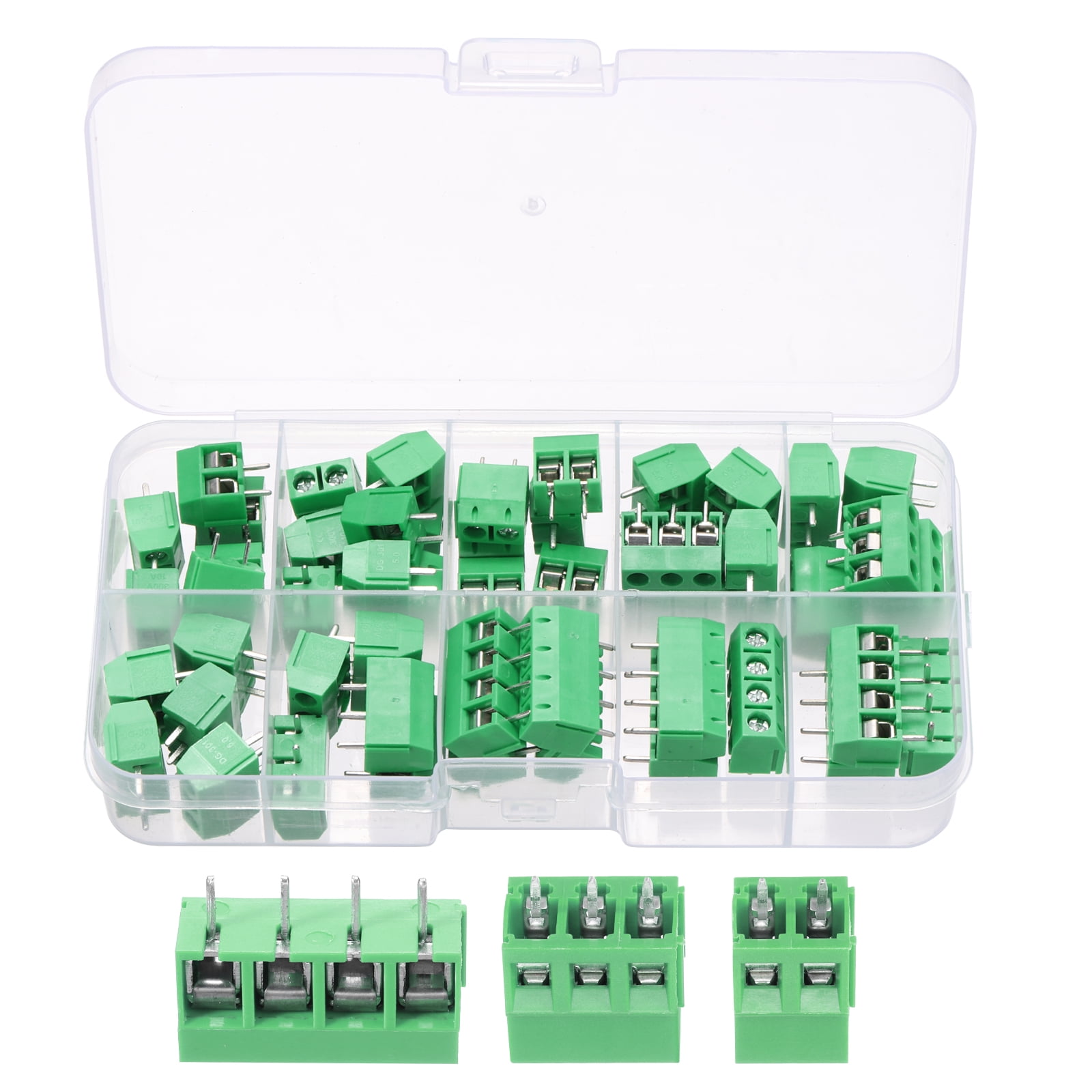 Uxcell 50PCS 2-Pin, 3-Pin, and 4-Pin PCB Mount Screw Terminal Block Connectors for Home ...