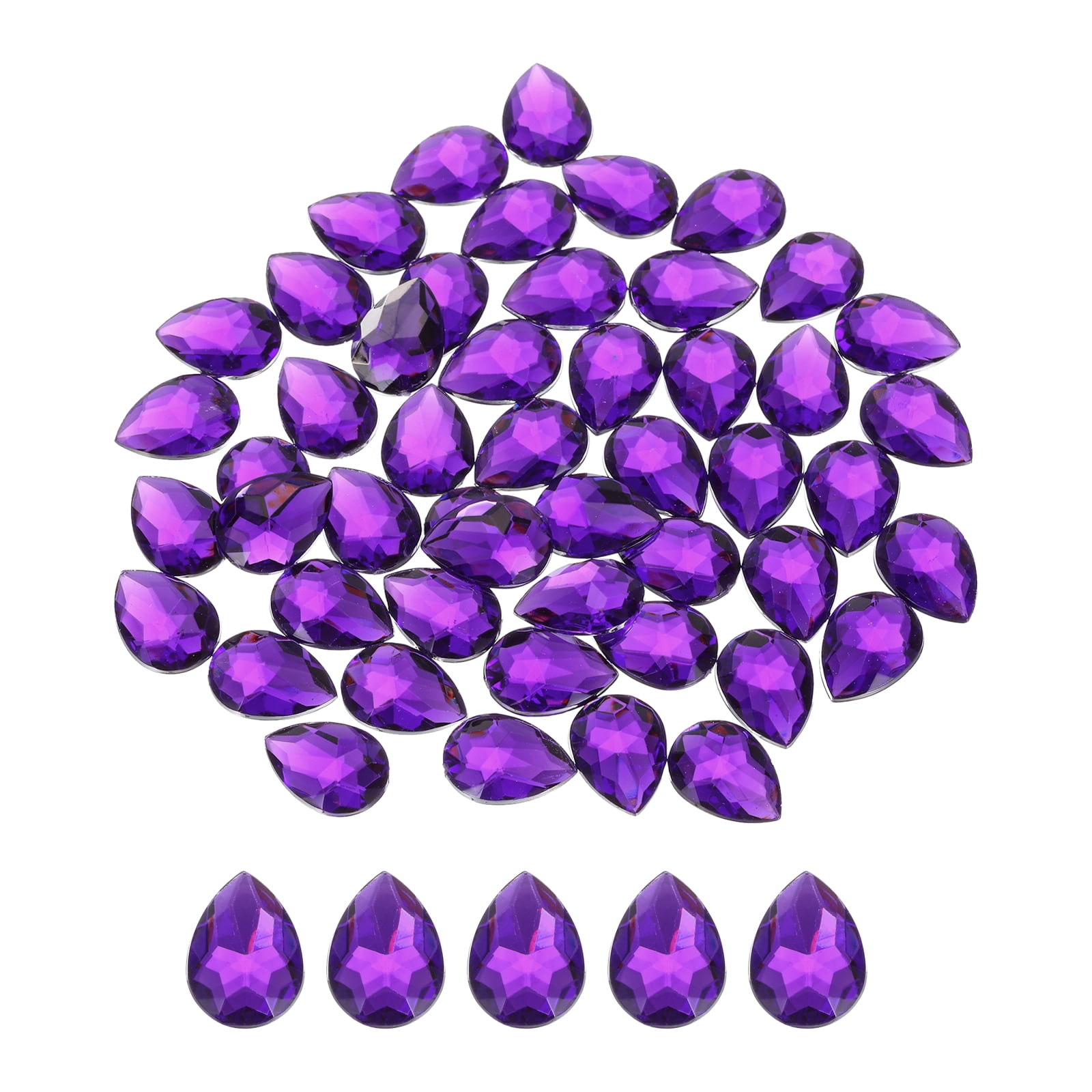 Uxcell 50PCS Flat Back Acrylic Teardrop Gems 13x18mm Artificial ...