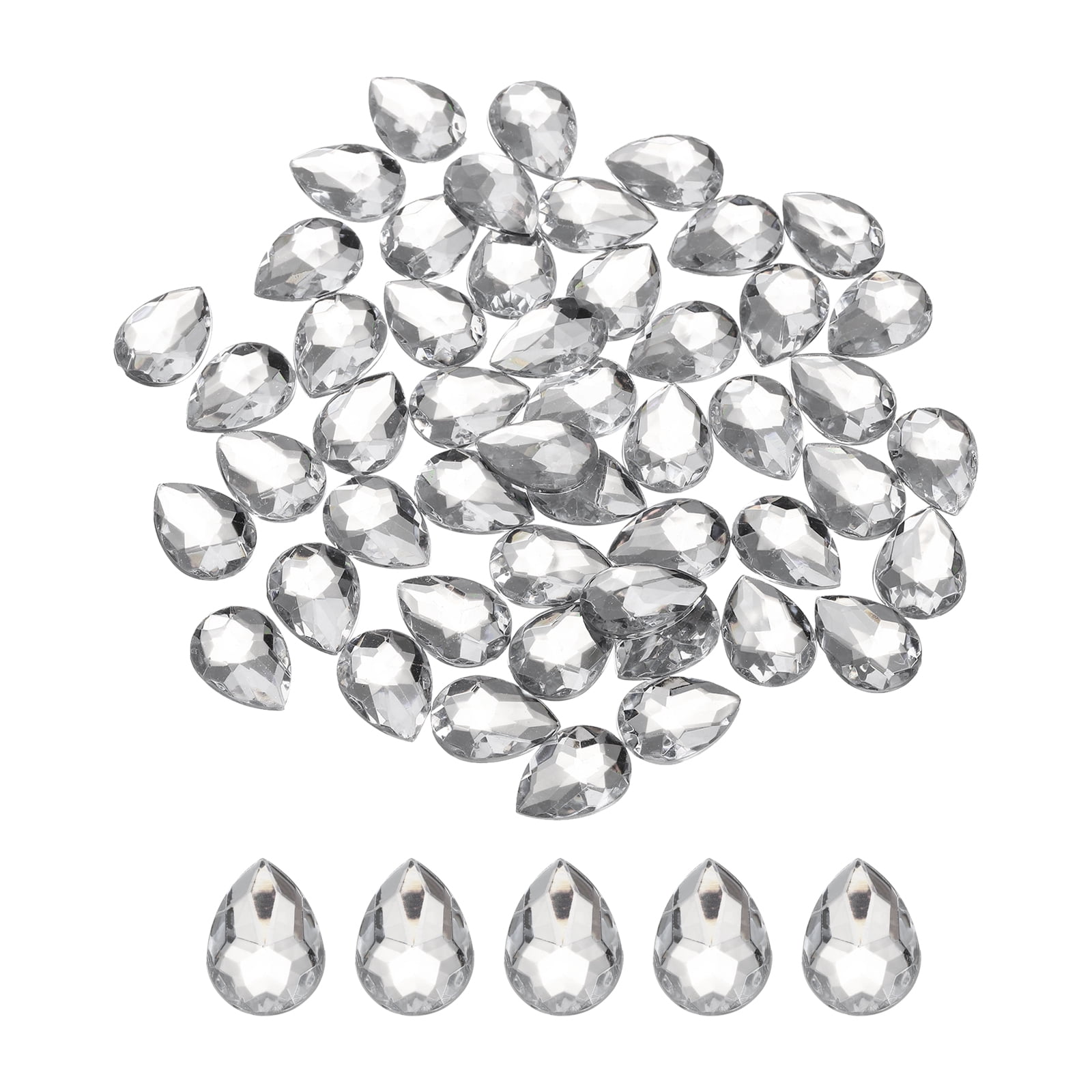 Uxcell 50PCS Flat Back Acrylic Teardrop Gems 18x25mm Artificial ...