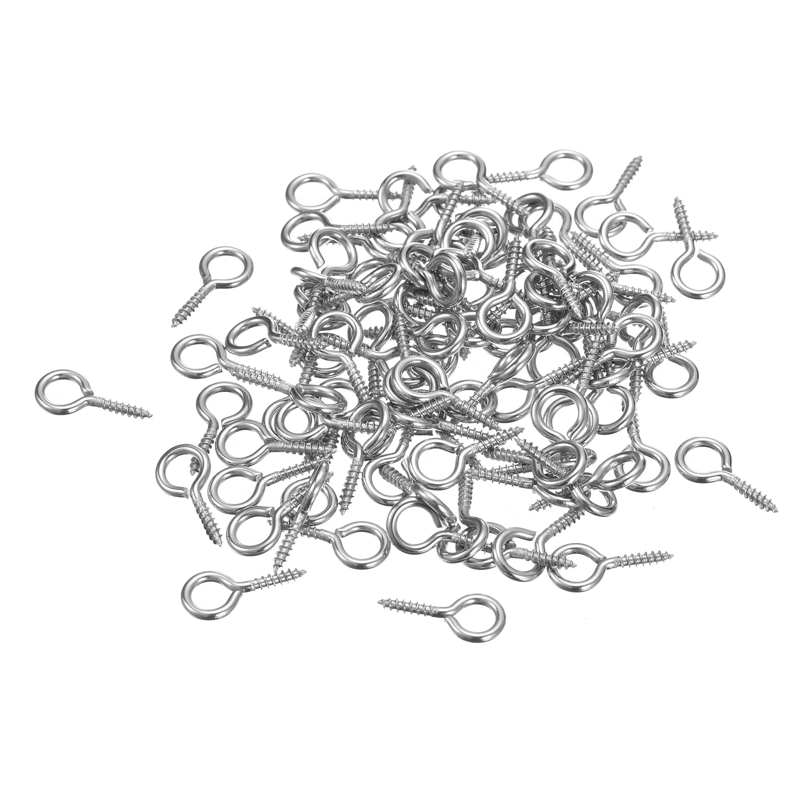 Uxcell 50Pack 304 Stainless Steel 15x7mm Small Eye Screws Mini Eye Pins ...