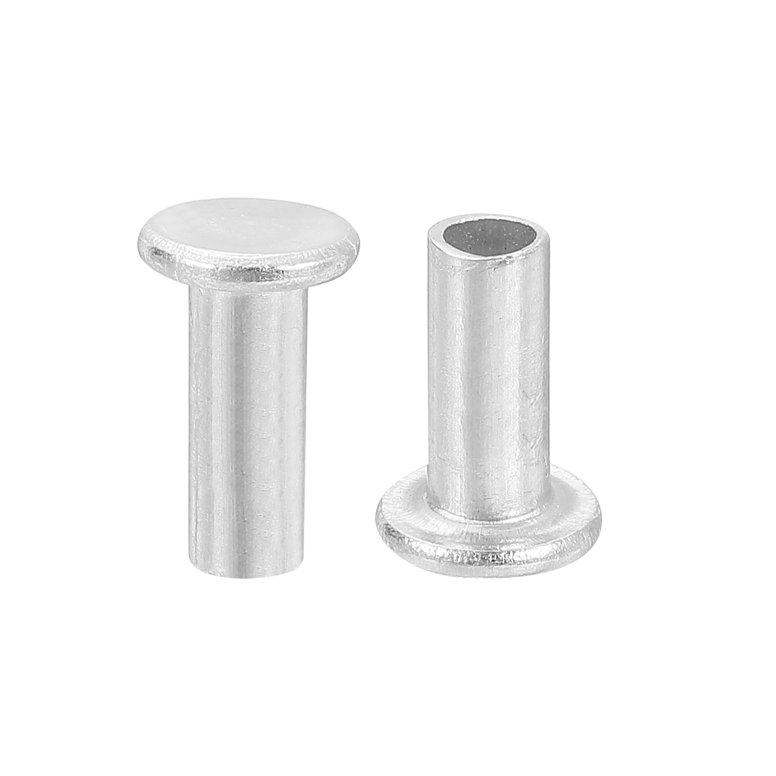 Uxcell 50Pack 4mm x 10mm Aluminum Flat Head Semi Tubular Rivets Silver ...