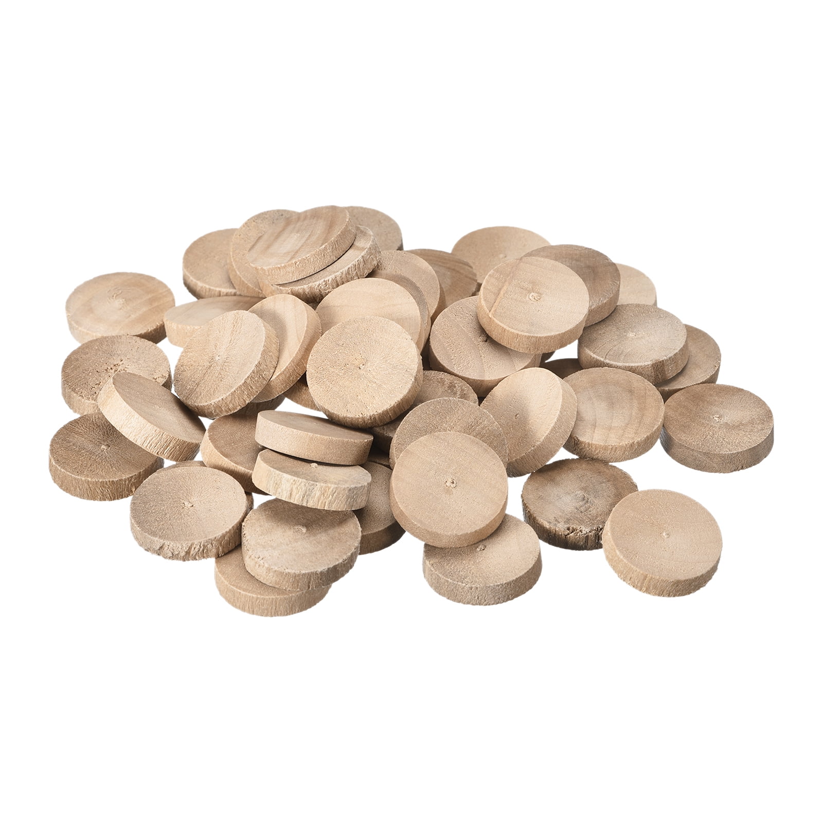 Uxcell 50Pack Flat Head Wood Plugs, 1 Inch Wooden Button Wood Plugs ...