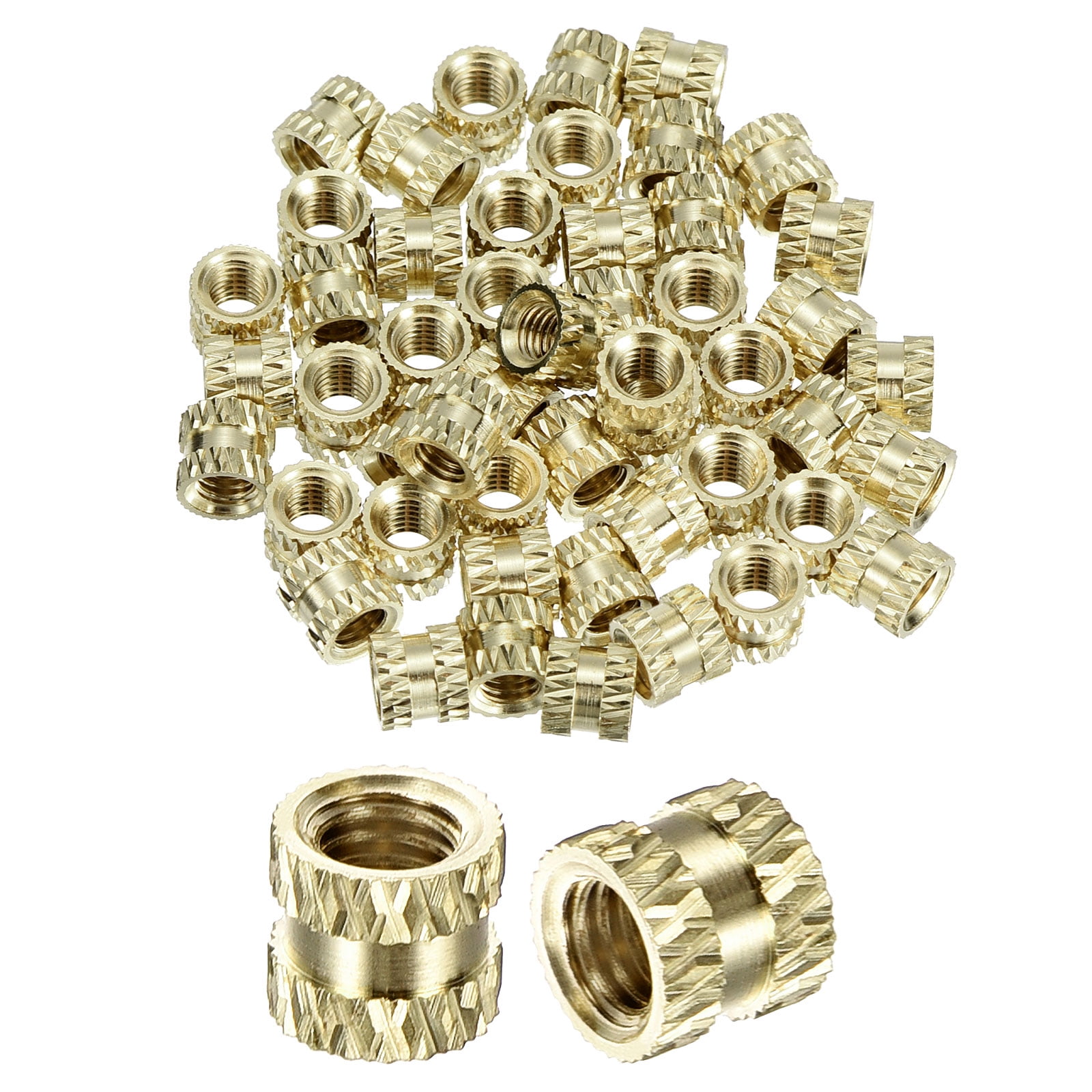 Uxcell 50Pack Knurled Insert Nuts, M3x4mm(L)x4.5mm(OD) Brass Female ...