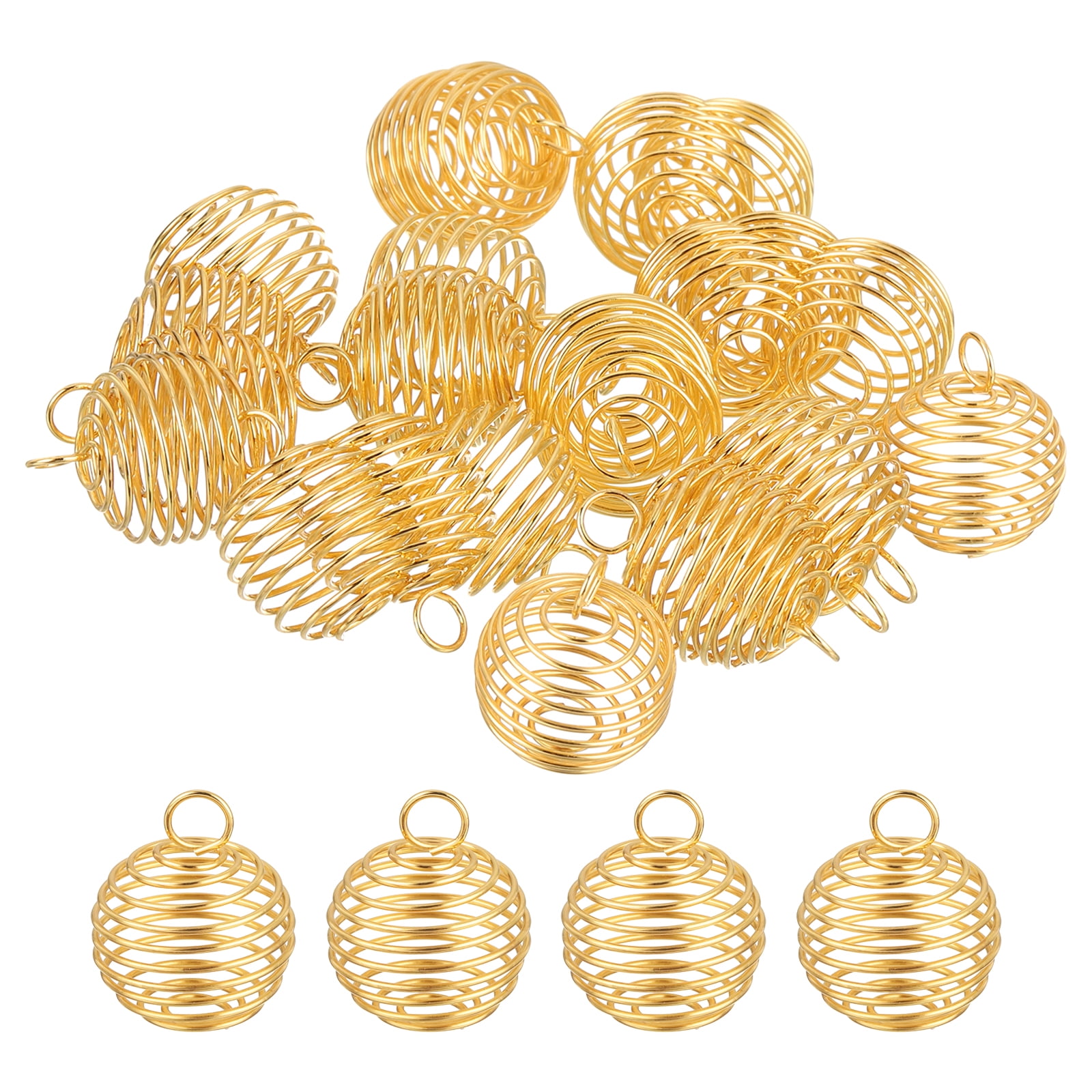 Uxcell 50Pack Spiral Bead Cages Pendant, 25x20mm Stone Holder Necklace ...