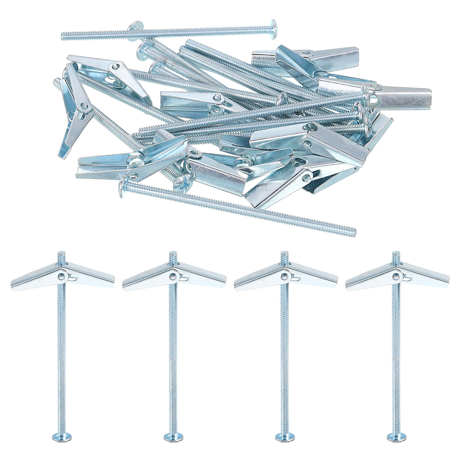 Uxcell 50Pack Spring Toggle Bolt Anchors, 1/8"x3" Male Thread Spring ...