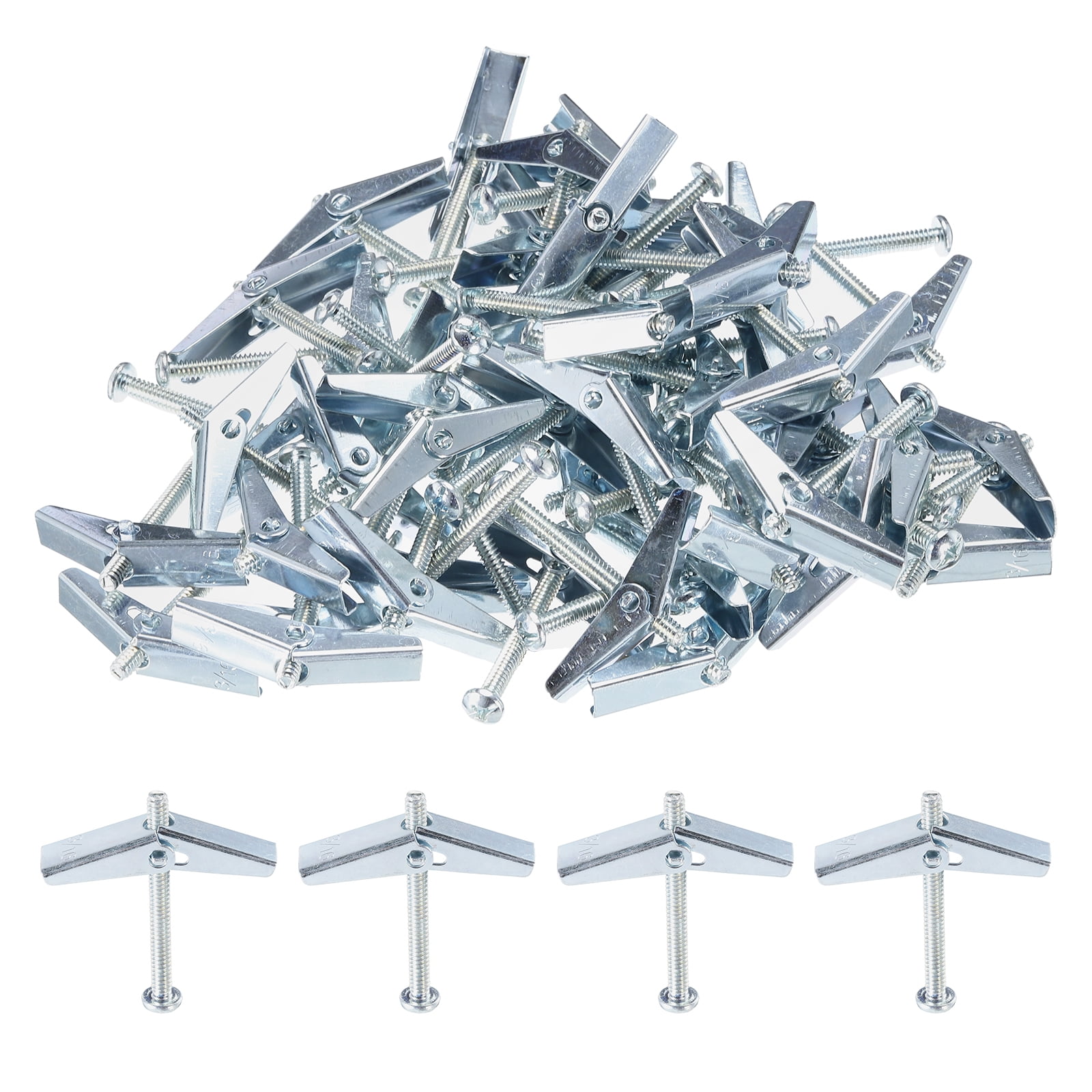 Uxcell 50Pack Spring Toggle Bolt Anchors, 3/16"x2" Butterfly Anchors ...