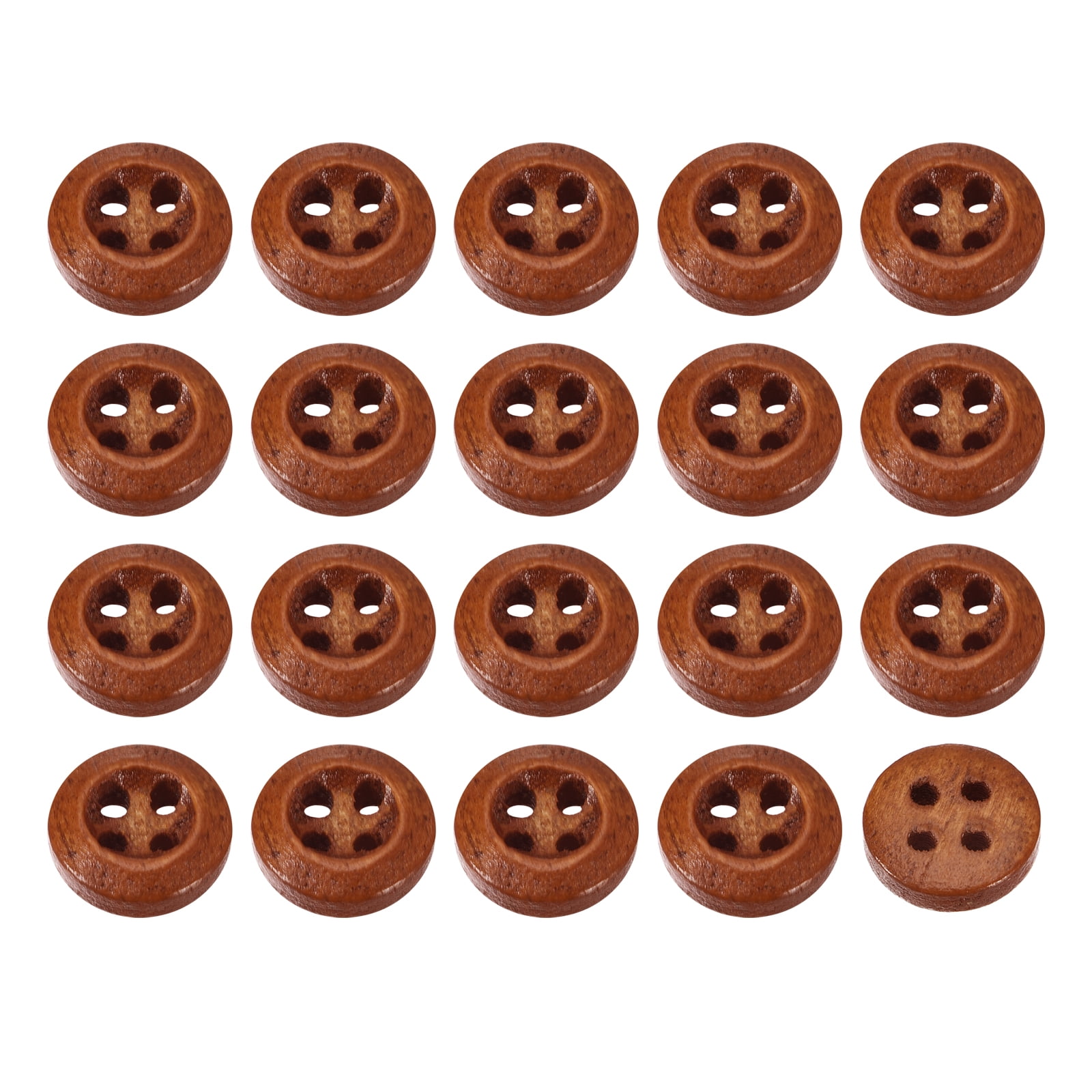 Uxcell 50Pack Wooden Buttons 10mm 4 Hole Round Wood Sewing Button Craft ...