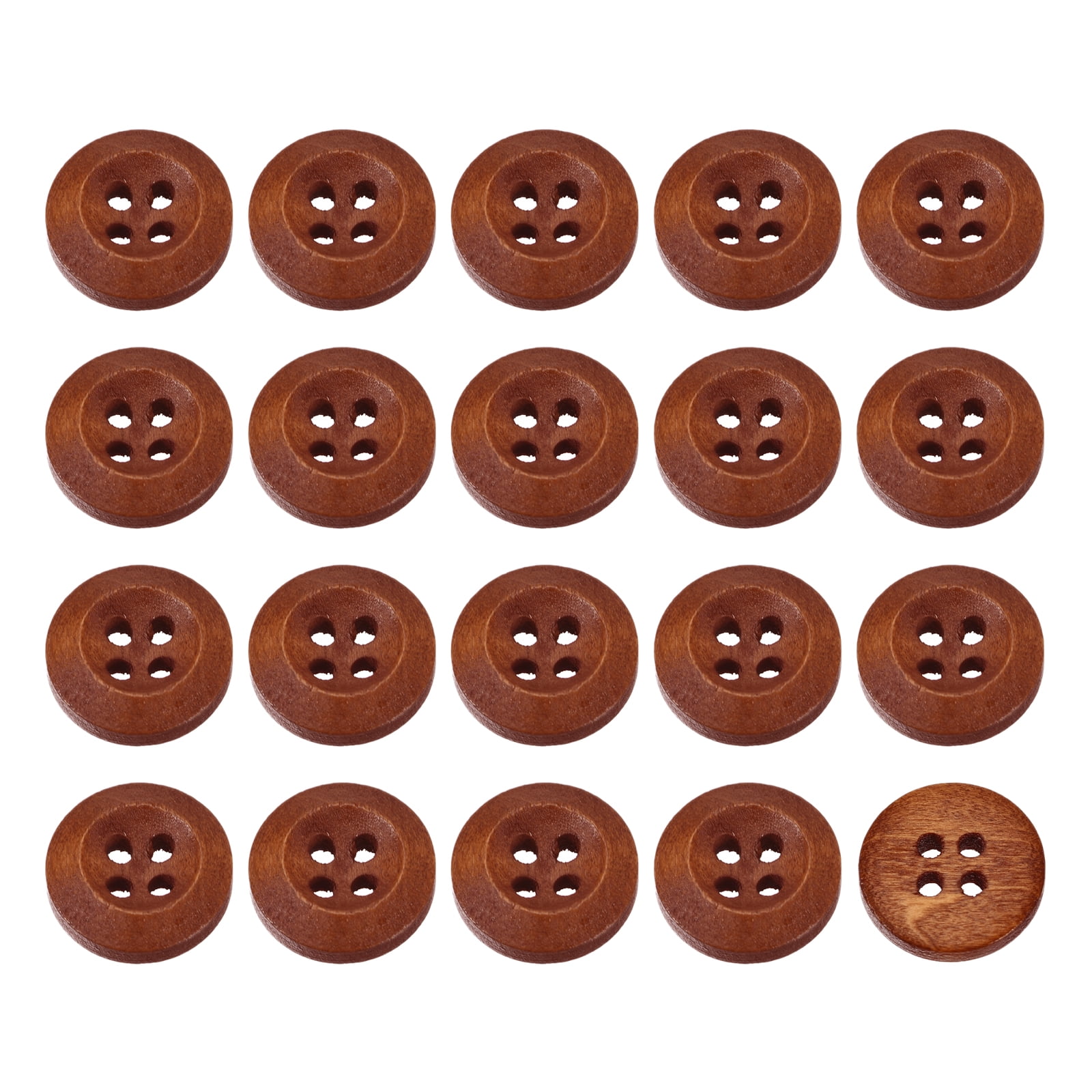 Uxcell 50Pack Wooden Buttons 11.5mm 4 Hole Round Wood Sewing Button ...