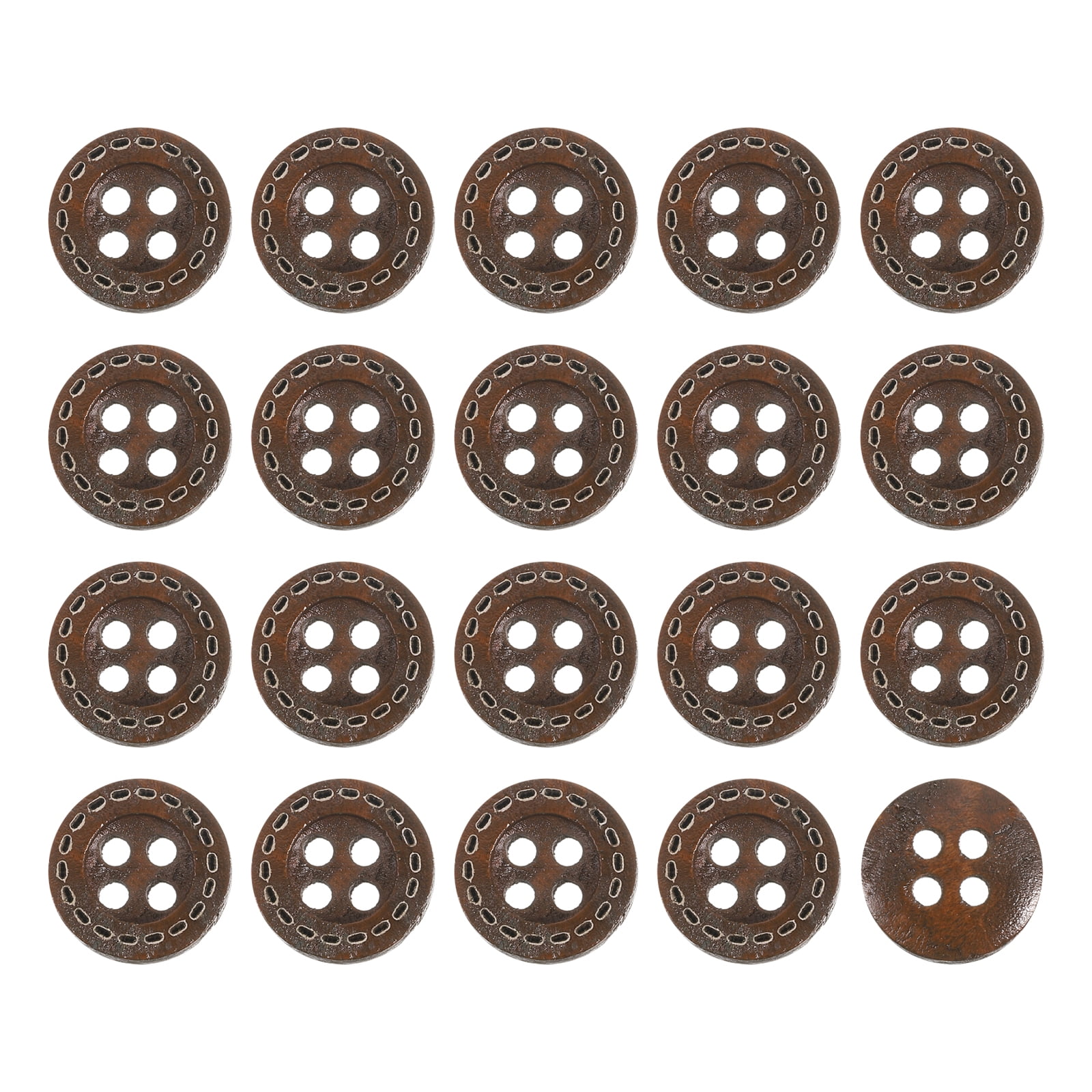Uxcell 50Pack Wooden Buttons, 12.5mm 4 Hole Round Wood Sewing Button ...