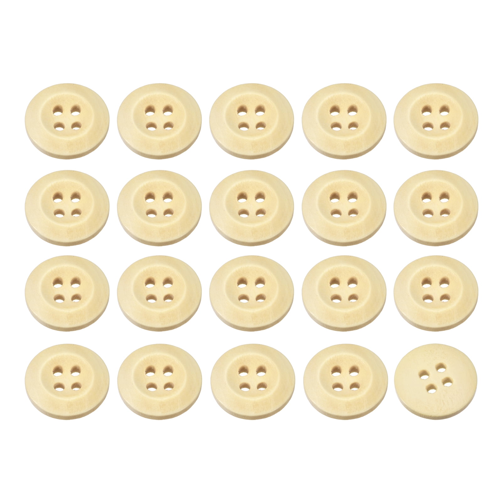 Uxcell 50Pack Wooden Buttons 15mm 4 Hole Round Wood Sewing Button Craft ...