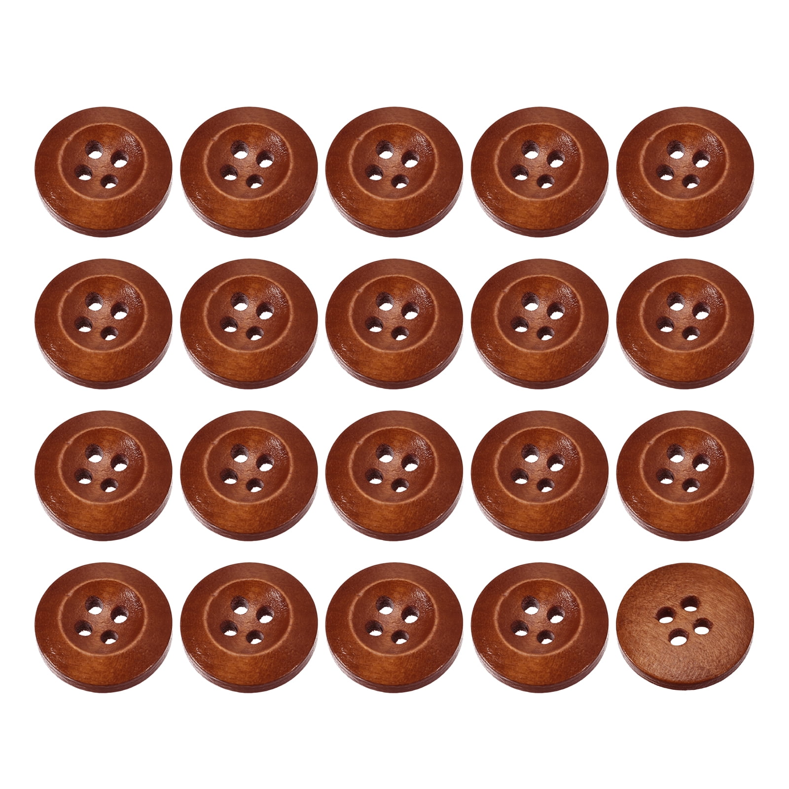 Uxcell 50Pack Wooden Buttons 20mm 4 Hole Round Wood Sewing Button Craft ...
