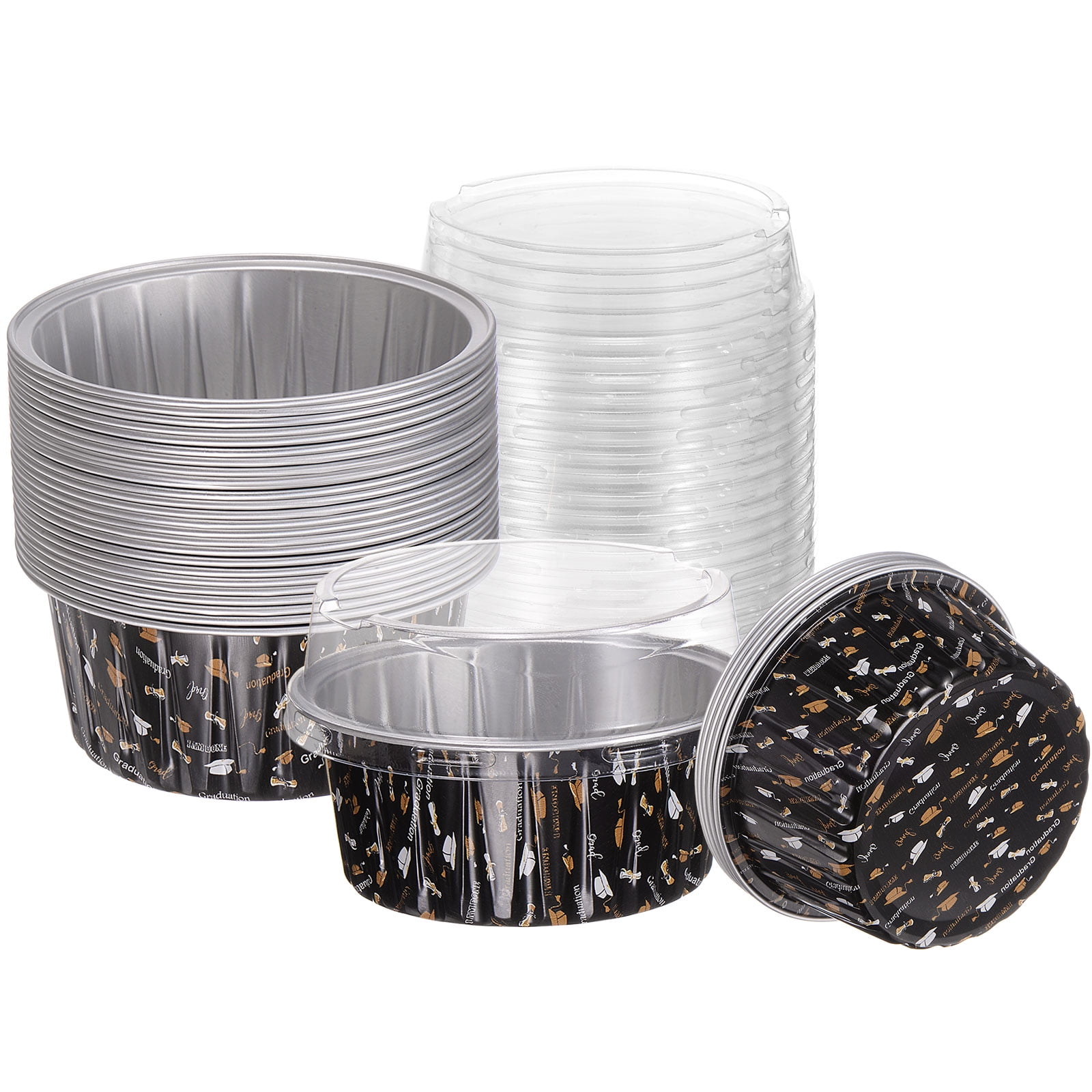 Uxcell 50Pcs Baking Cups with Lids 5oz Aluminum Foil Liners Mini ...