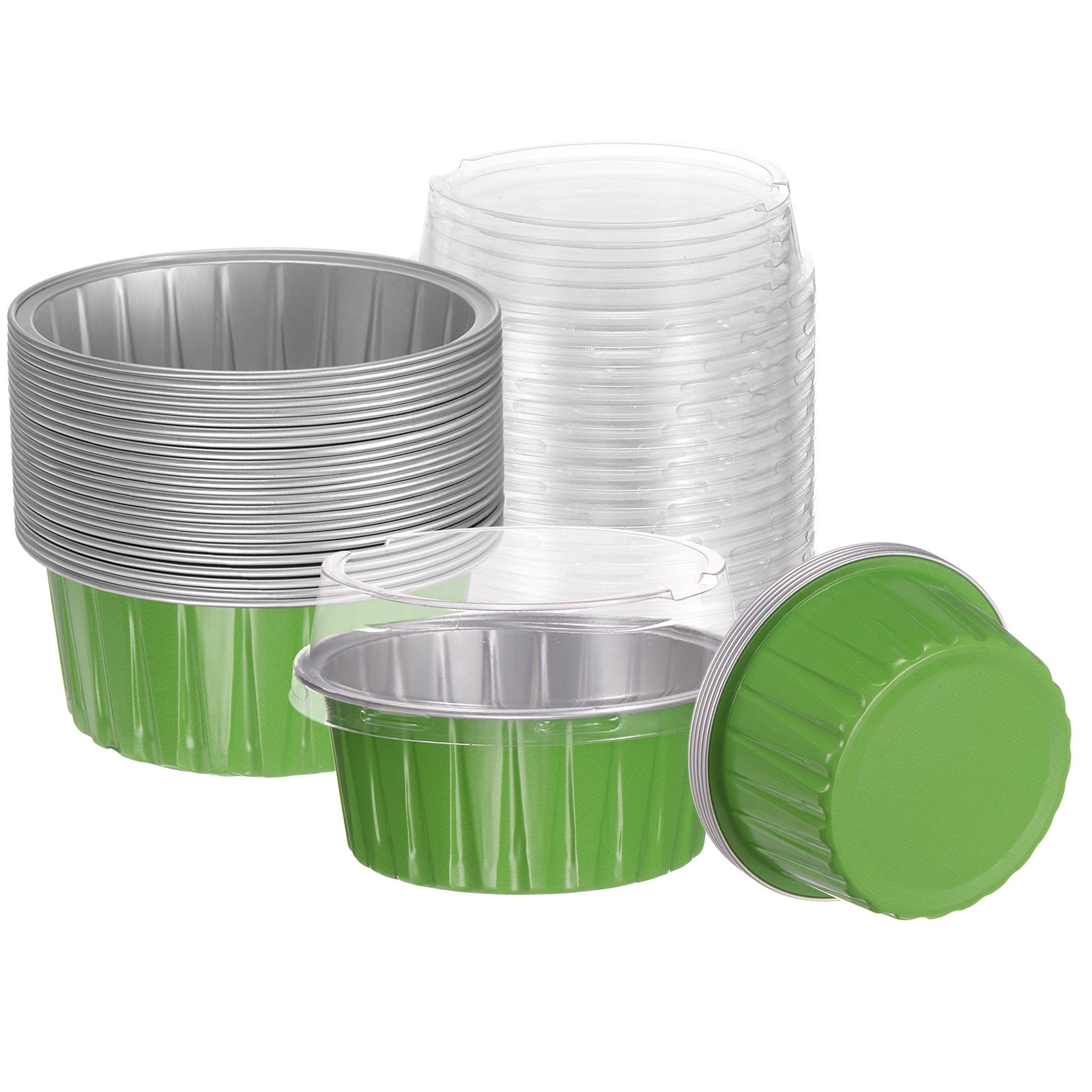 50Pcs Baking Cups with Lids 5oz Aluminum Foil Liners Mini Disposable ...