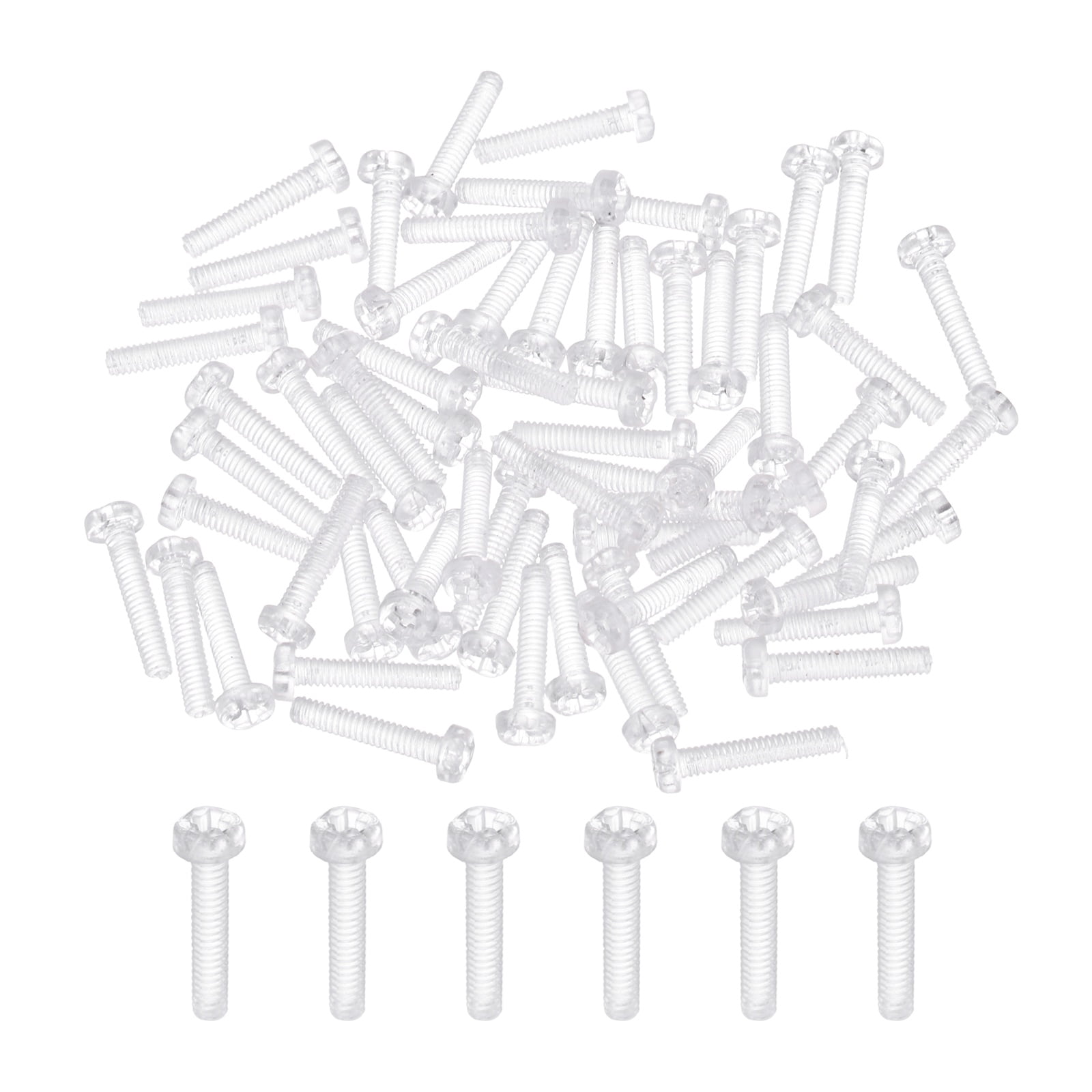 Uxcell 50Pcs Clear Acrylic Screws, M2x10mm PC Plastic Phillips Round ...