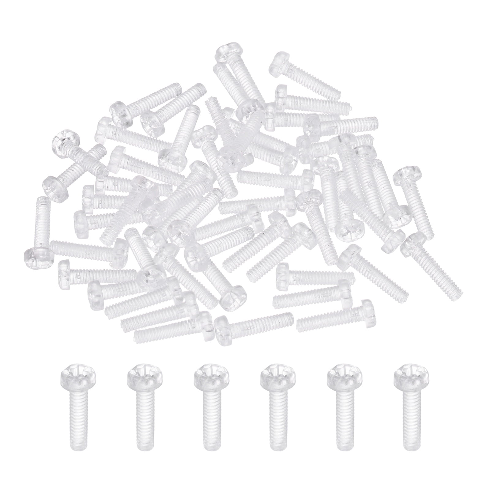 Uxcell 50Pcs Clear Acrylic Screws, M2x8mm PC Plastic Phillips Round ...