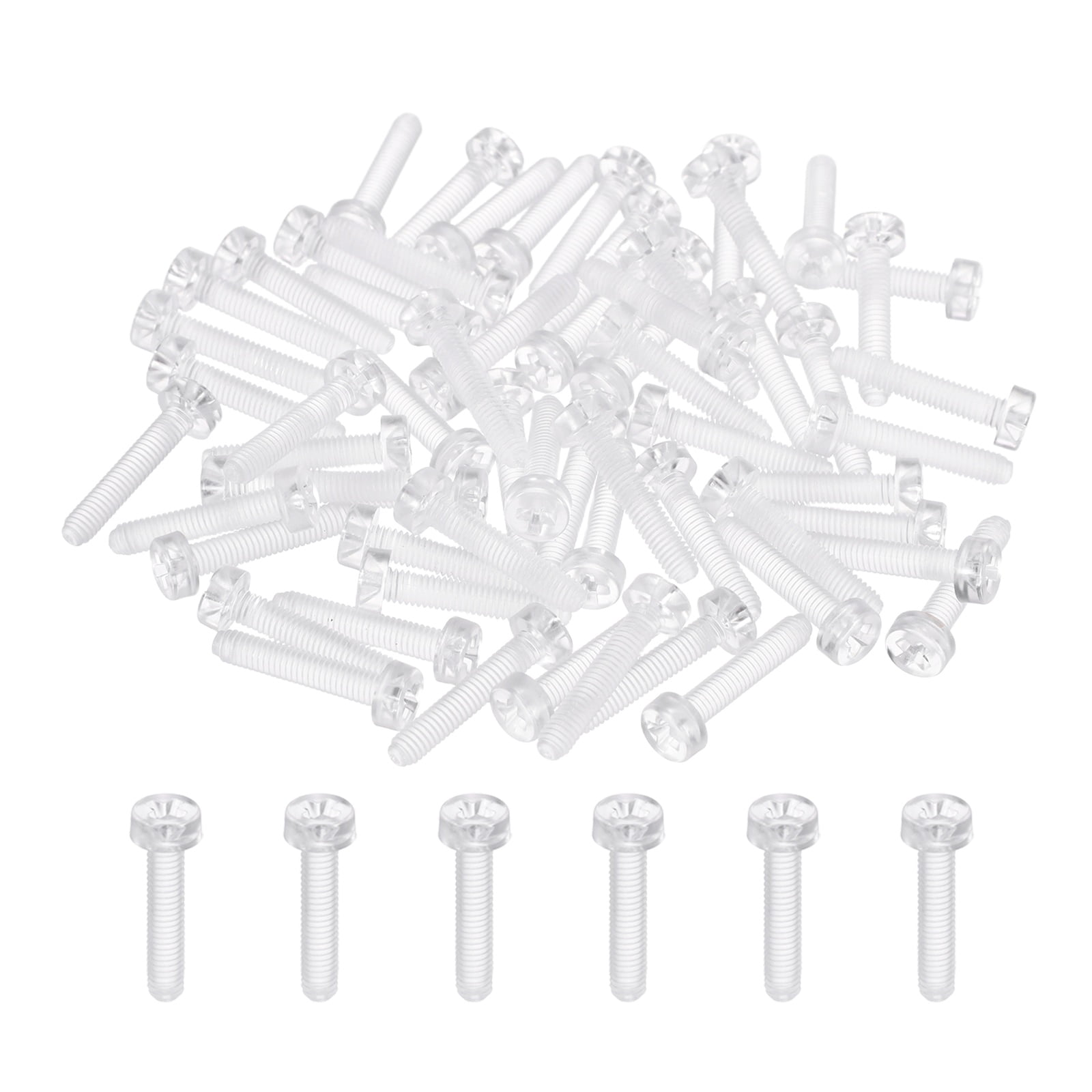 Uxcell 50Pcs Clear Acrylic Screws, M3x15mm PC Plastic Phillips Round ...