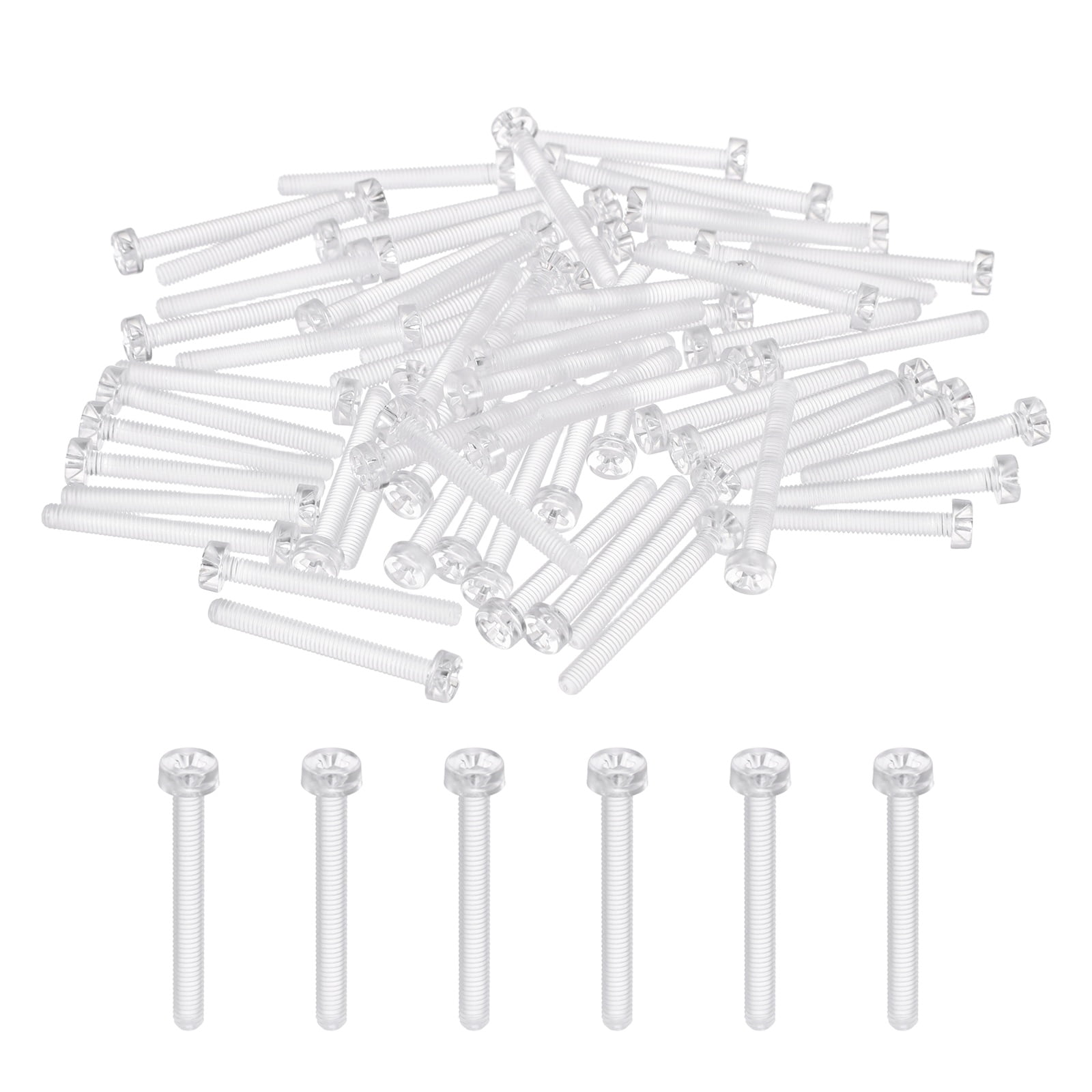 Uxcell 50Pcs Clear Acrylic Screws, M3x25mm PC Plastic Phillips Round ...
