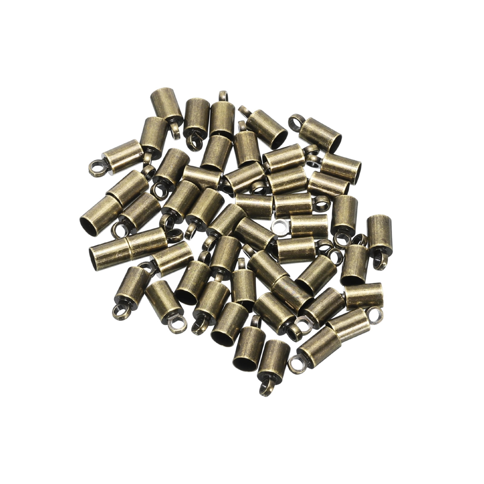 Uxcell 50Pcs Cord End Caps 9mm End Cap Barrel Beads Kumihimo 4mm Dia ...