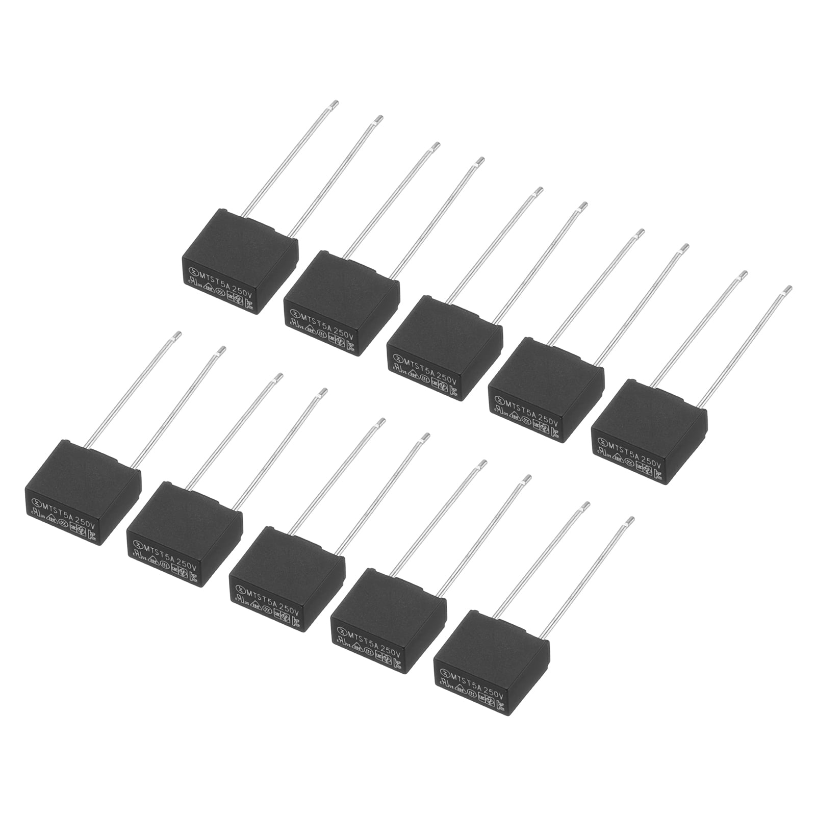 Uxcell 50Pcs DIP Mounted Miniature Square Slow Blow Micro Fuse for Electronic PCB, T5A 5A 250V ...
