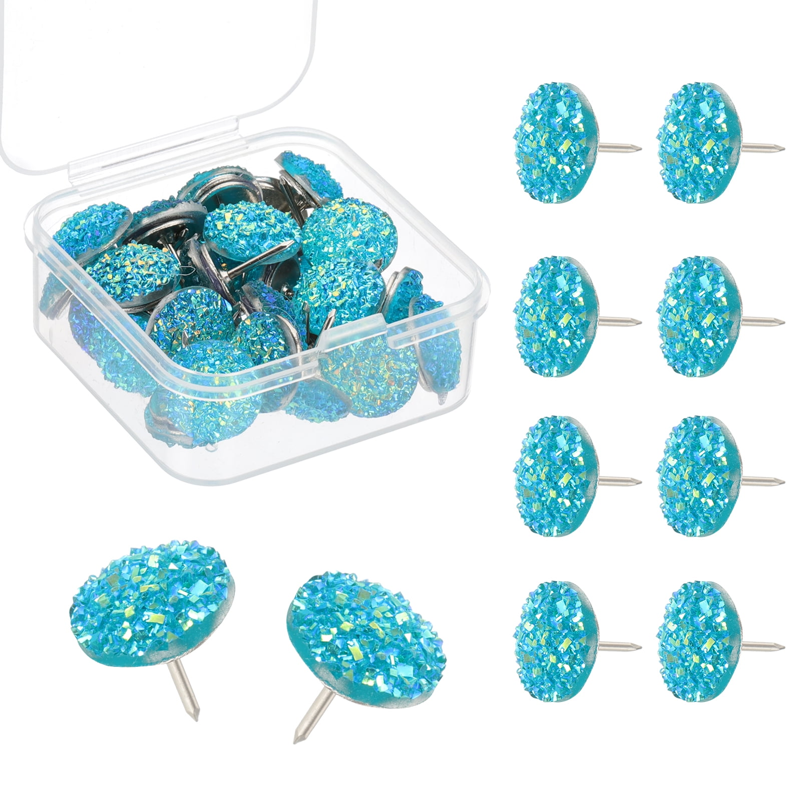 Uxcell 50Pcs Diamond Push Pins, Glitter Rhinestone Decorative Thumb ...
