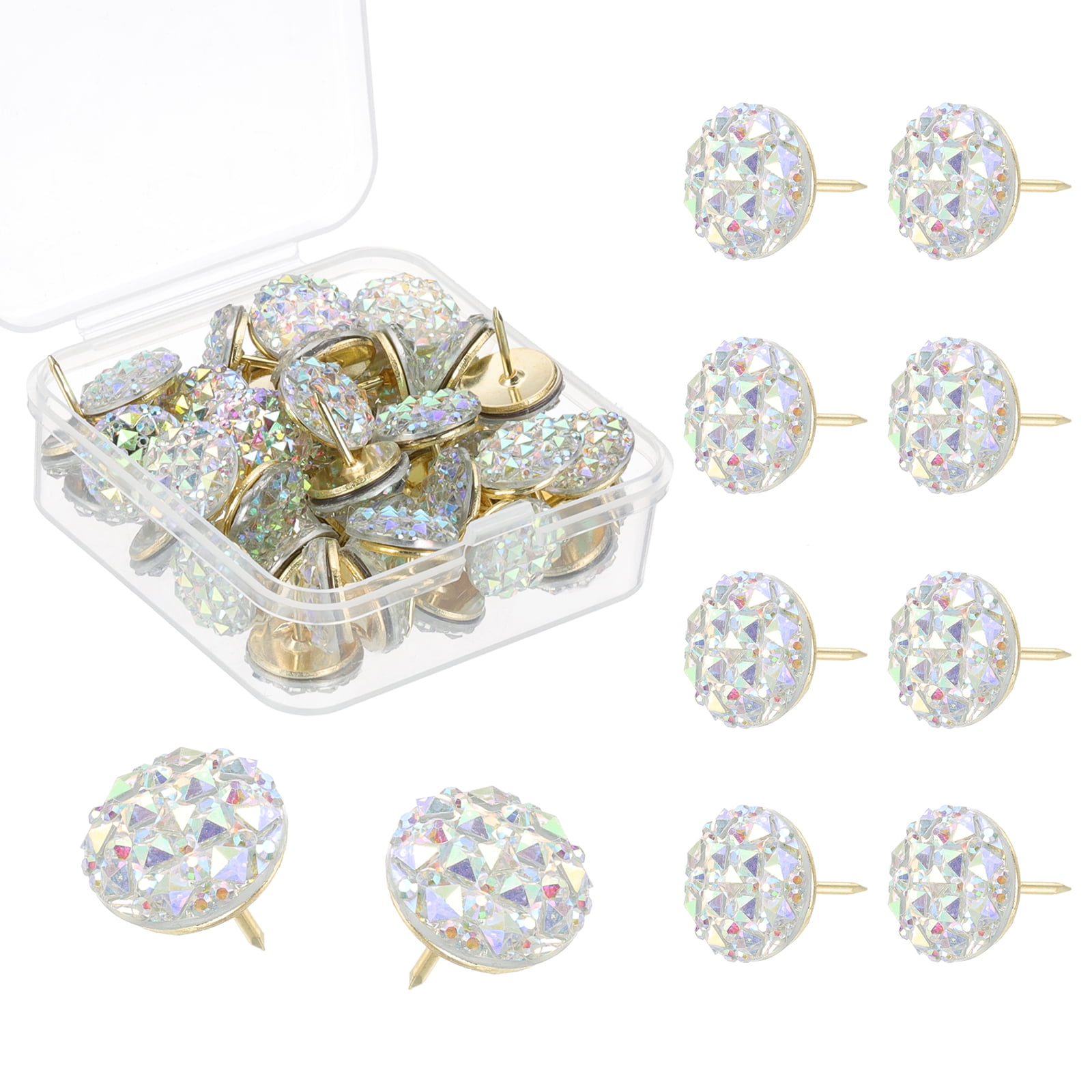 Uxcell 50Pcs Diamond Push Pins, 0.55''Glitter Rhinestone Decorative ...