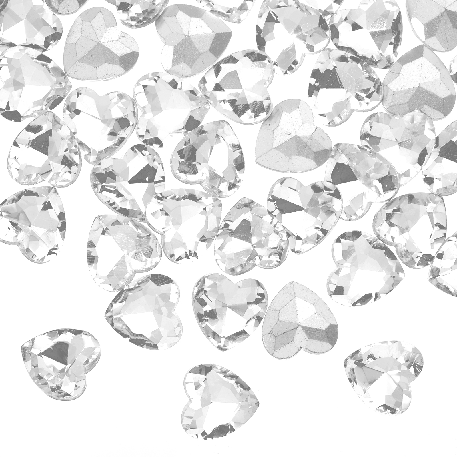 Uxcell 50Pcs Heart Rhinestones 12mm Pointed Back Heart Glass Rhinestone ...