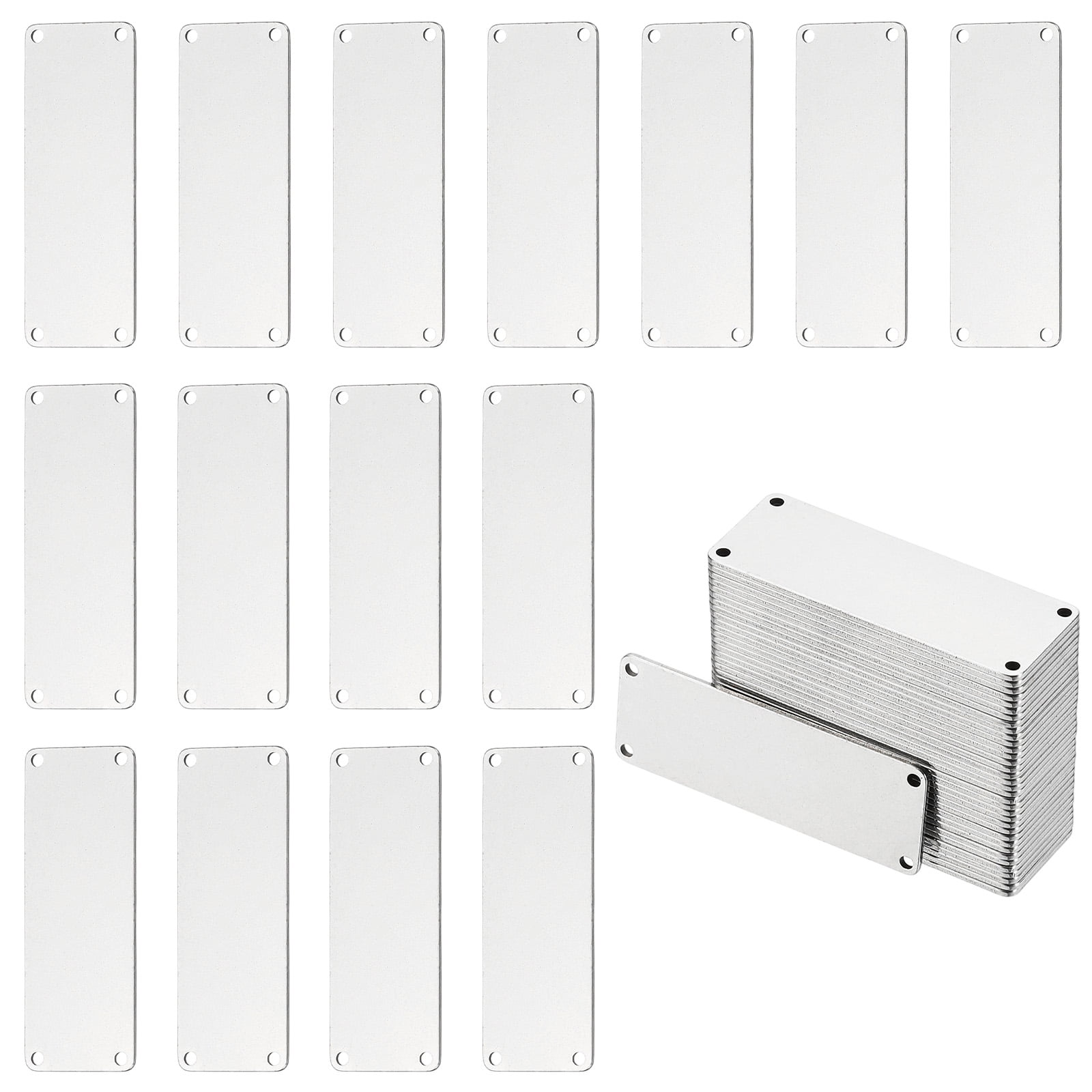 Uxcell 50Pcs Metal Stamping Blanks, 1.97 x 0.7" Rectangle Stamping Tags ...