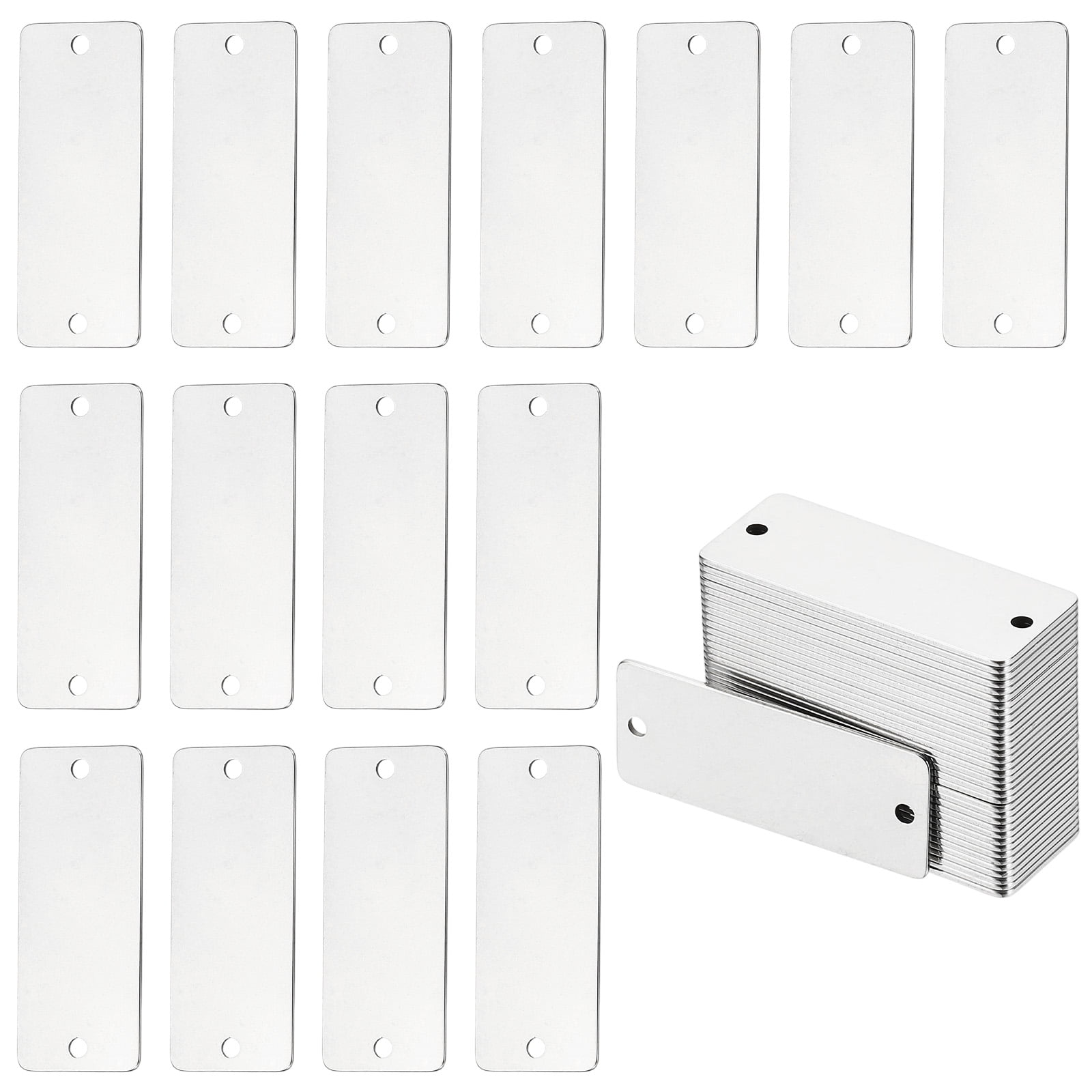 Uxcell 50Pcs Metal Stamping Blanks, 1.97 x 0.8" Rectangle Stamping Tags ...