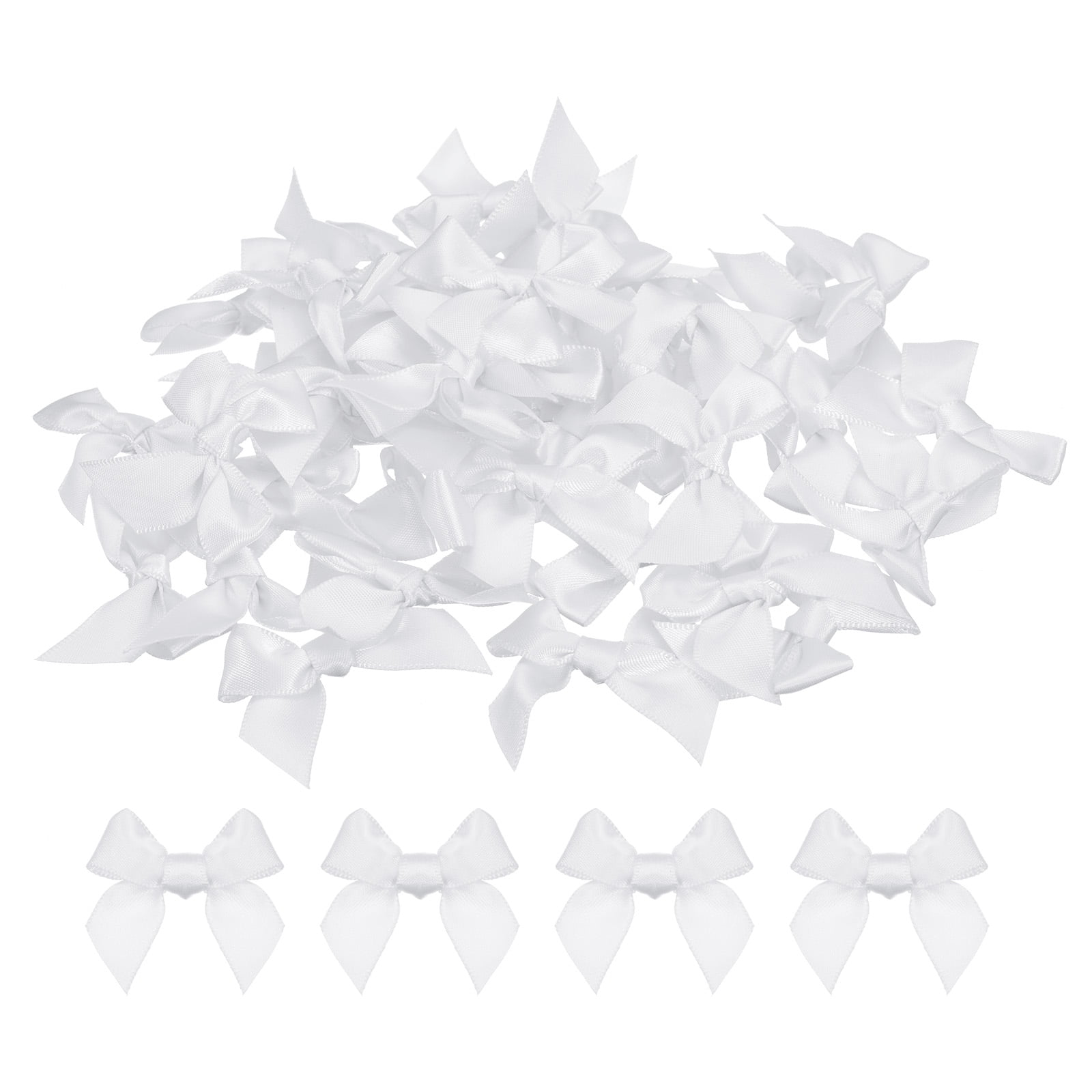 Uxcell 50Pcs Mini Ribbon Bow Mini Fabric Satin Ribbon Flower Bows Craft ...