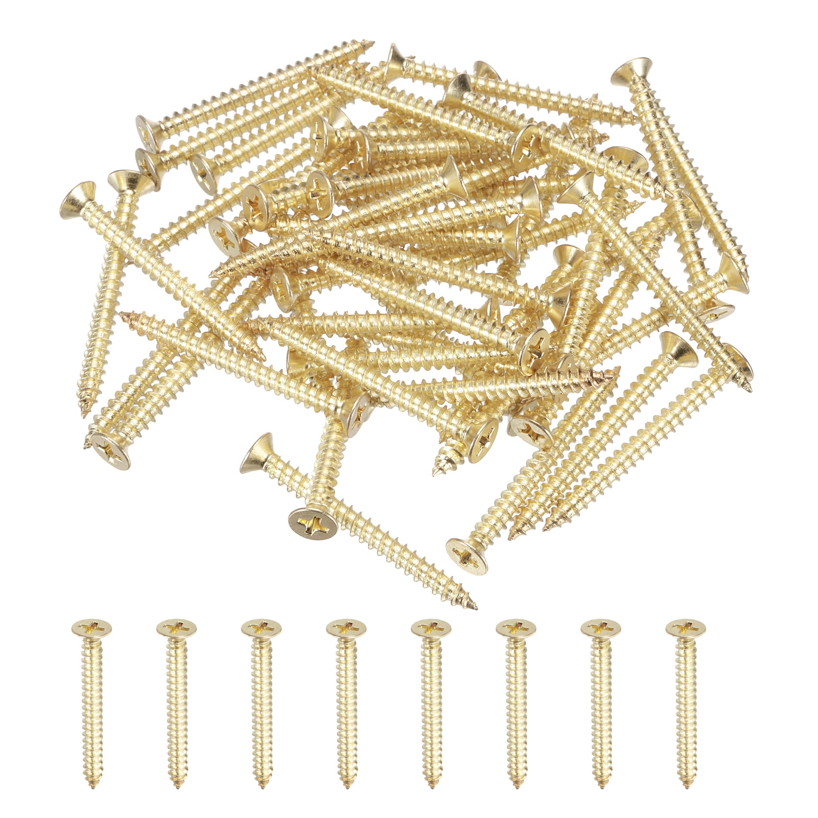 Uxcell 50Pcs ST4 x 40mm Pan Head Self Tapping Screws for Metal, Gold ...