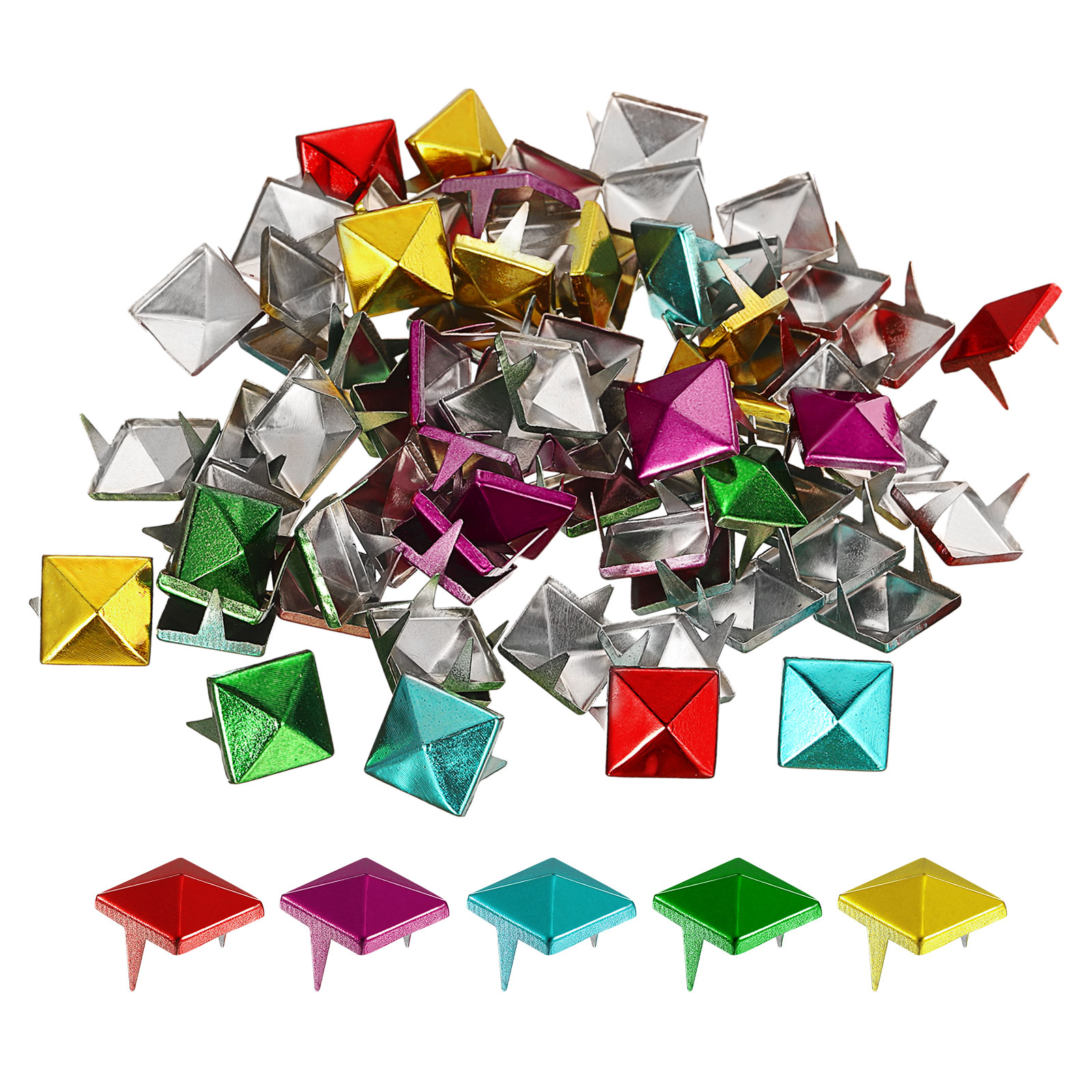 Uxcell 50Pcs Square Pyramid Rivets, 10mm Two-Jaw Studs Spikes, Copper ...