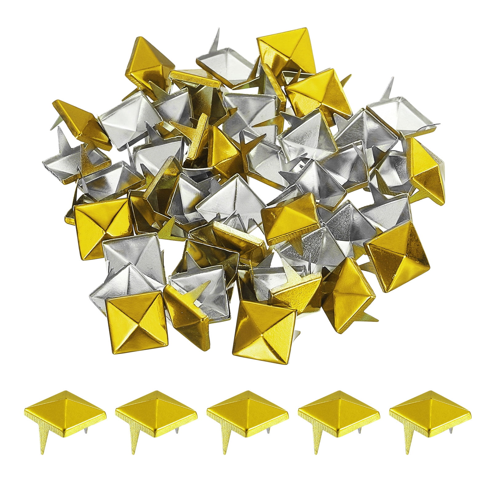 Uxcell 50Pcs Square Pyramid Rivets, 10mm Two-Jaw Studs Spikes, Copper ...