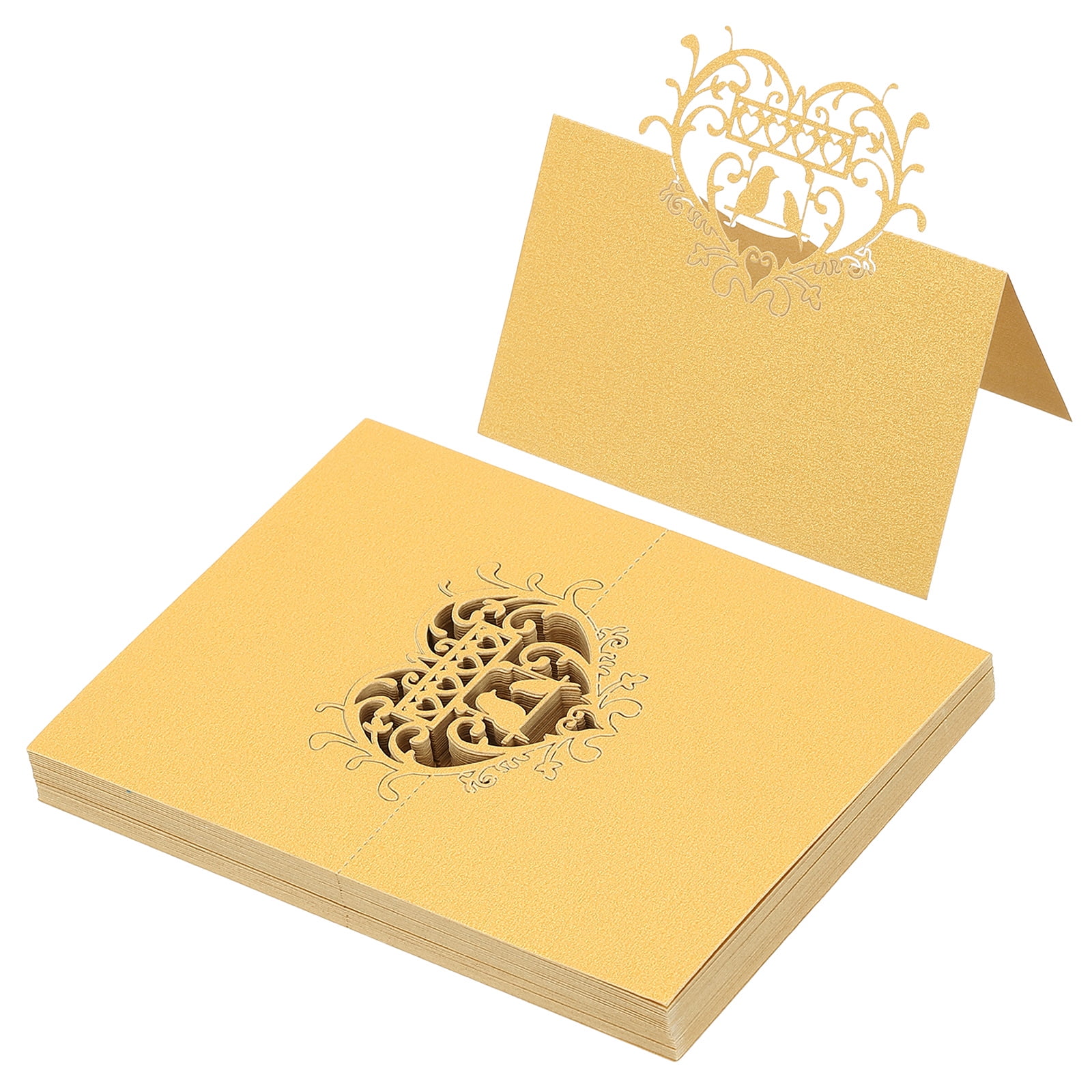 Uxcell 50Pcs Wedding Place Cards, Laser Cut Love Birds Table Place ...